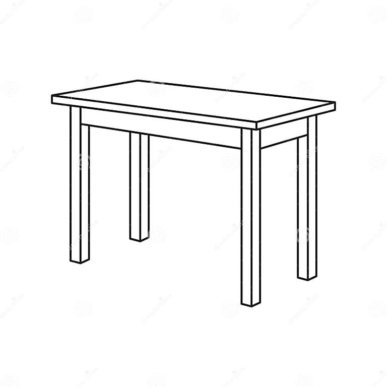 Linear Drawing of the Table. Simple Vector Illustration Stock Vector ...