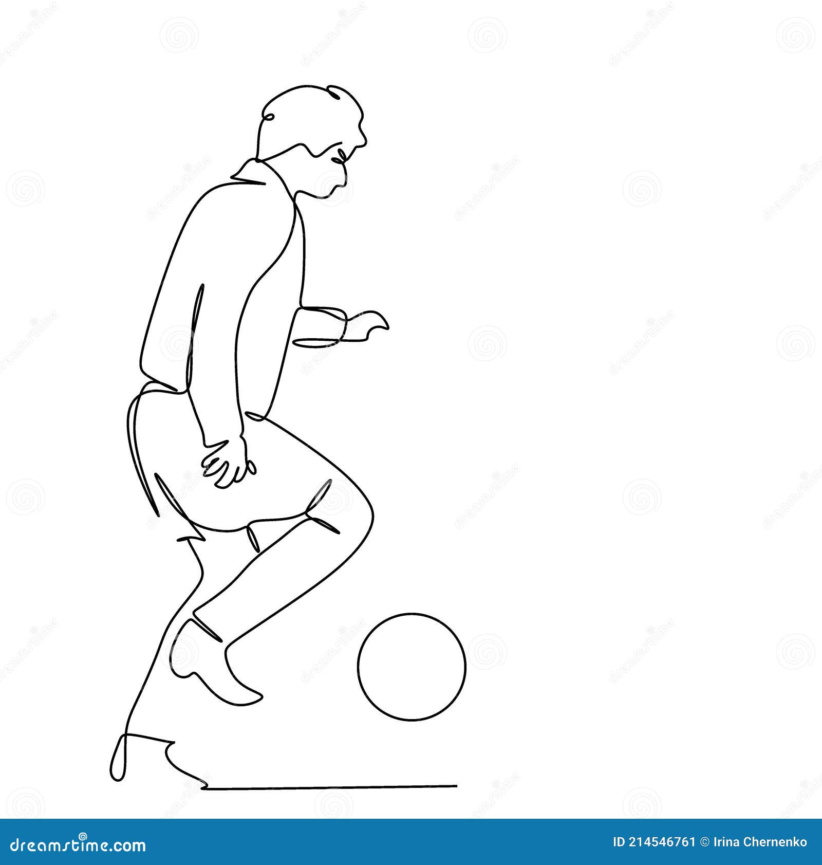 A Linear Drawing of Two Football Players Hitting the Ball. Football ...