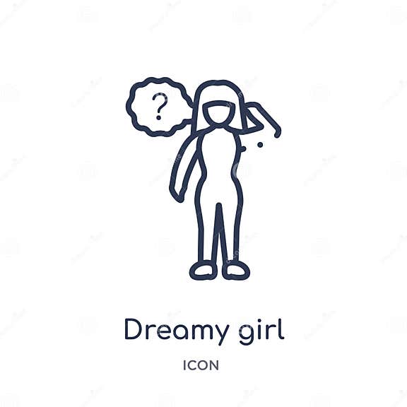 Linear Dreamy Girl Icon From Ladies Outline Collection Thin Line