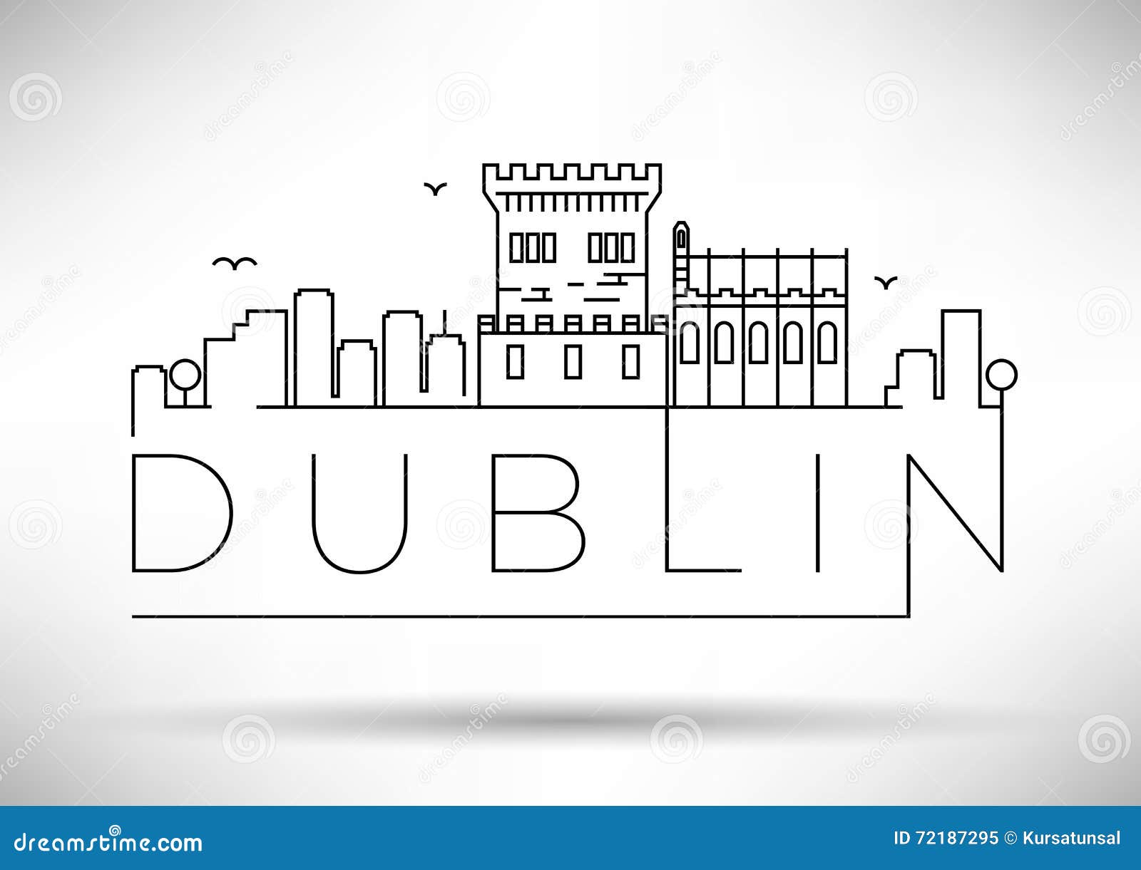 Linear Dublin City Silhouette with Typographic Design Stock Vector ...