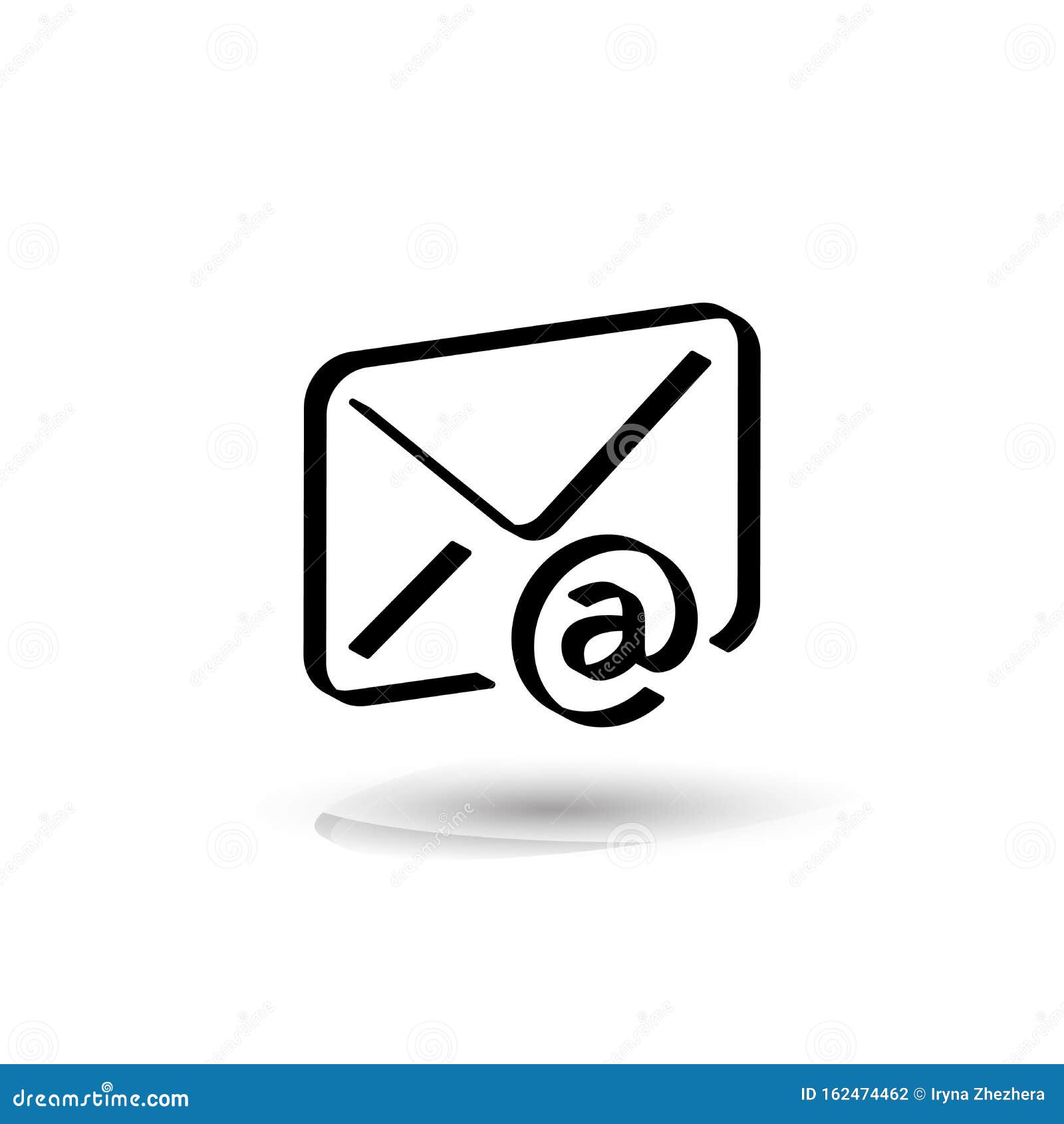 Linear E-mail Icon with Shadow , Stock Vector Illustration Isolated on ...