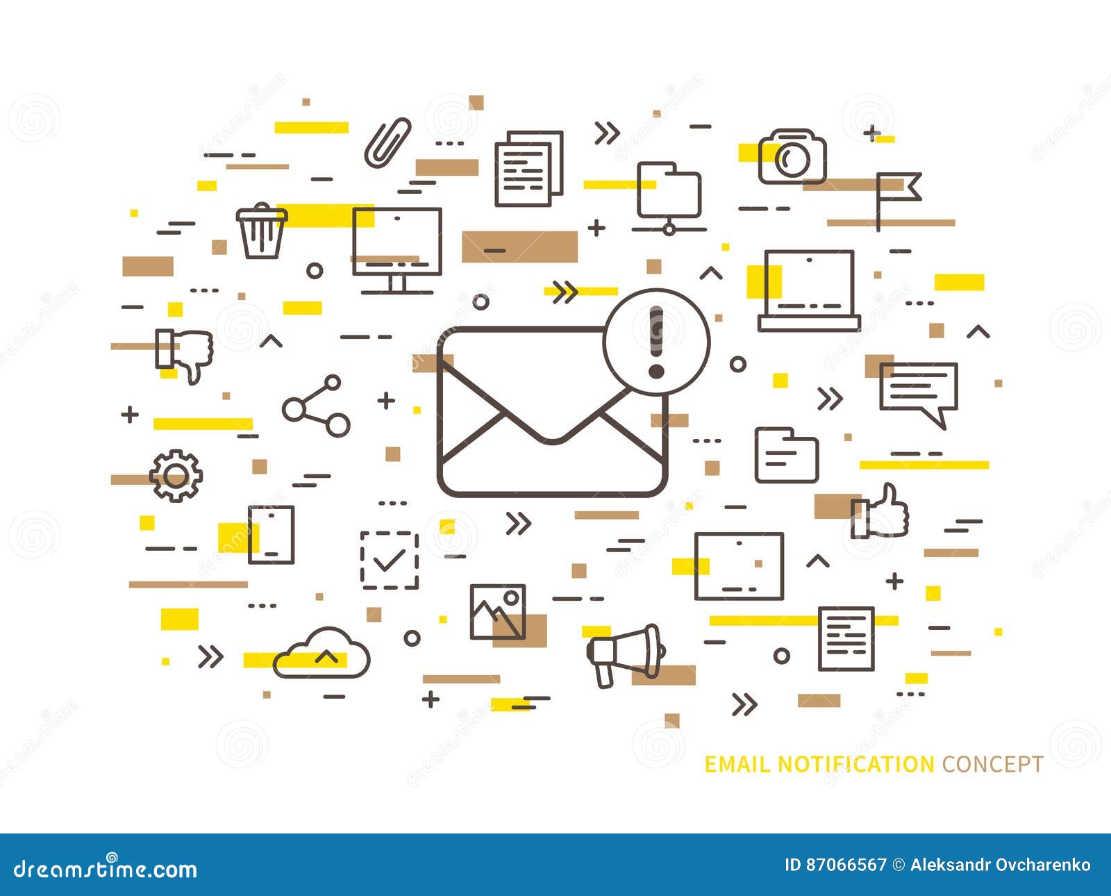 Linear E-mail Notification Vector Illustration Stock Vector ...