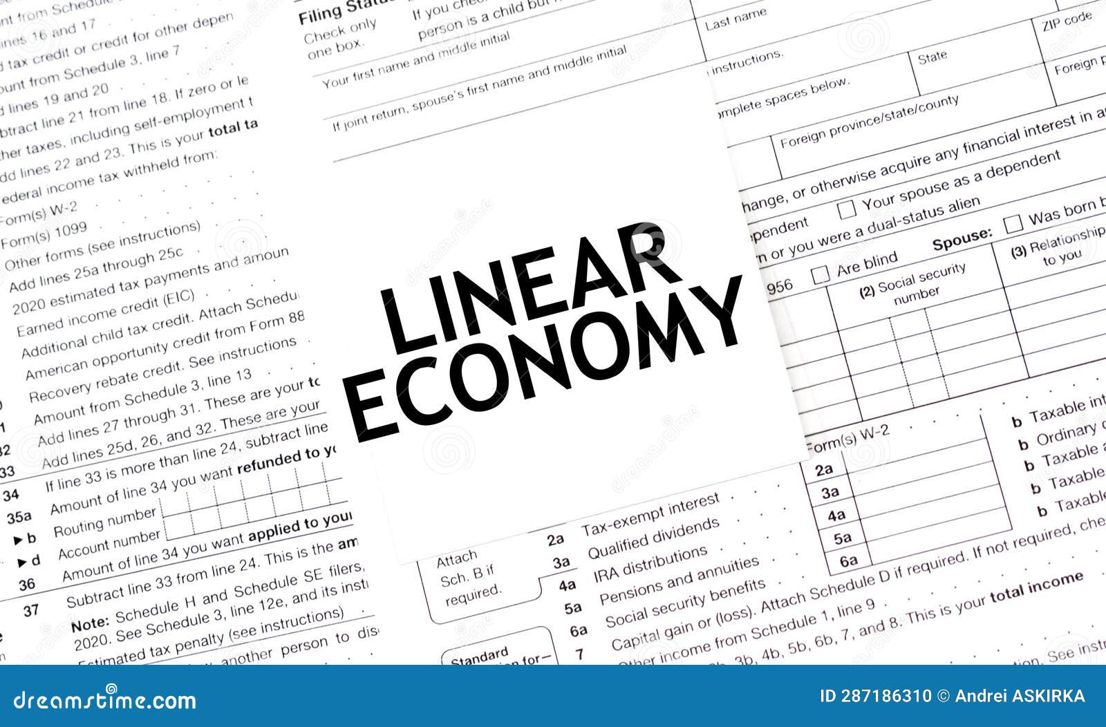 LINEAR ECONOMY Words on Paper Sheet with Documents Stock Photo - Image ...