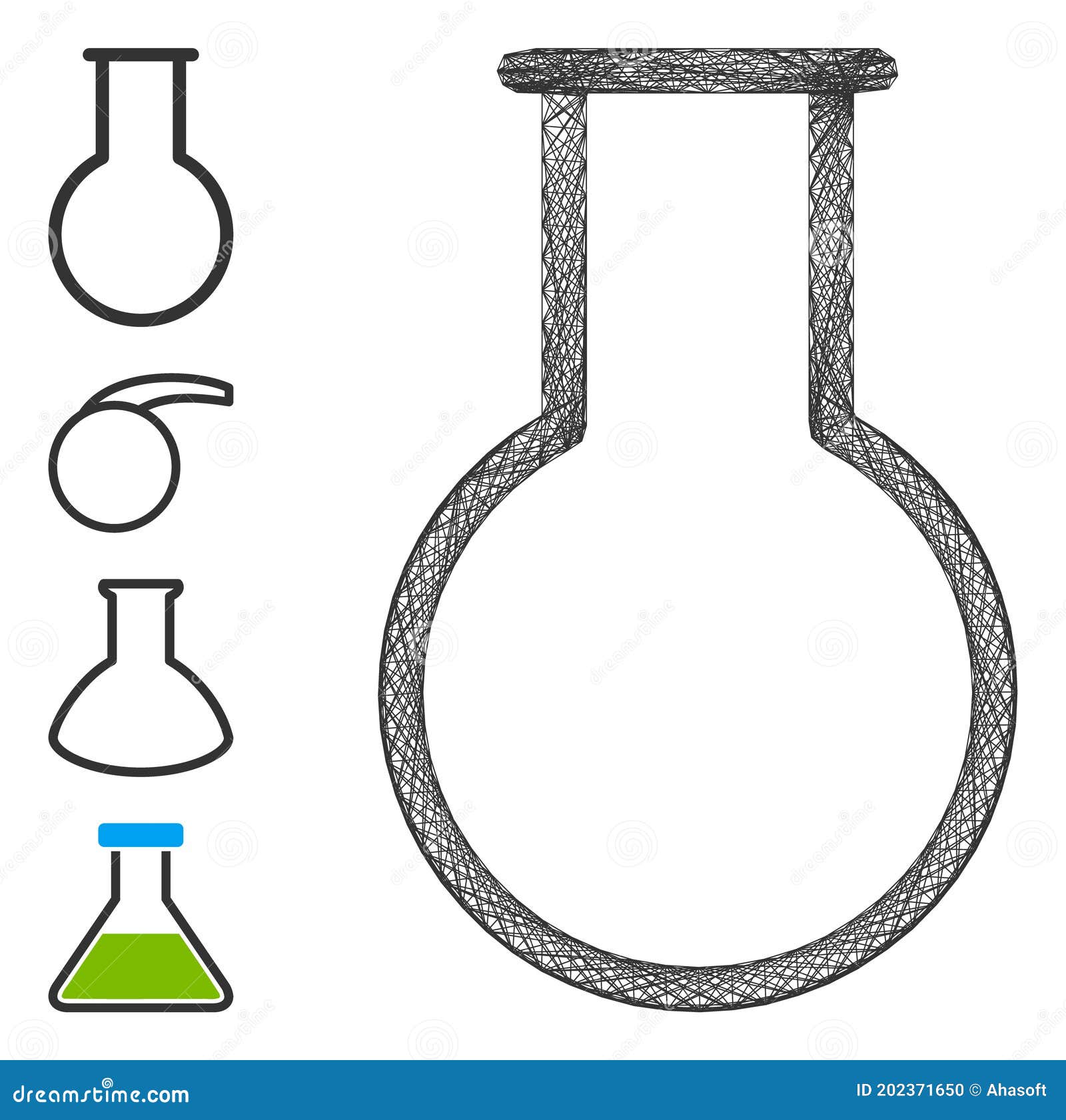 Linear Empty Round Flask Vector Mesh Stock Illustration - Illustration ...