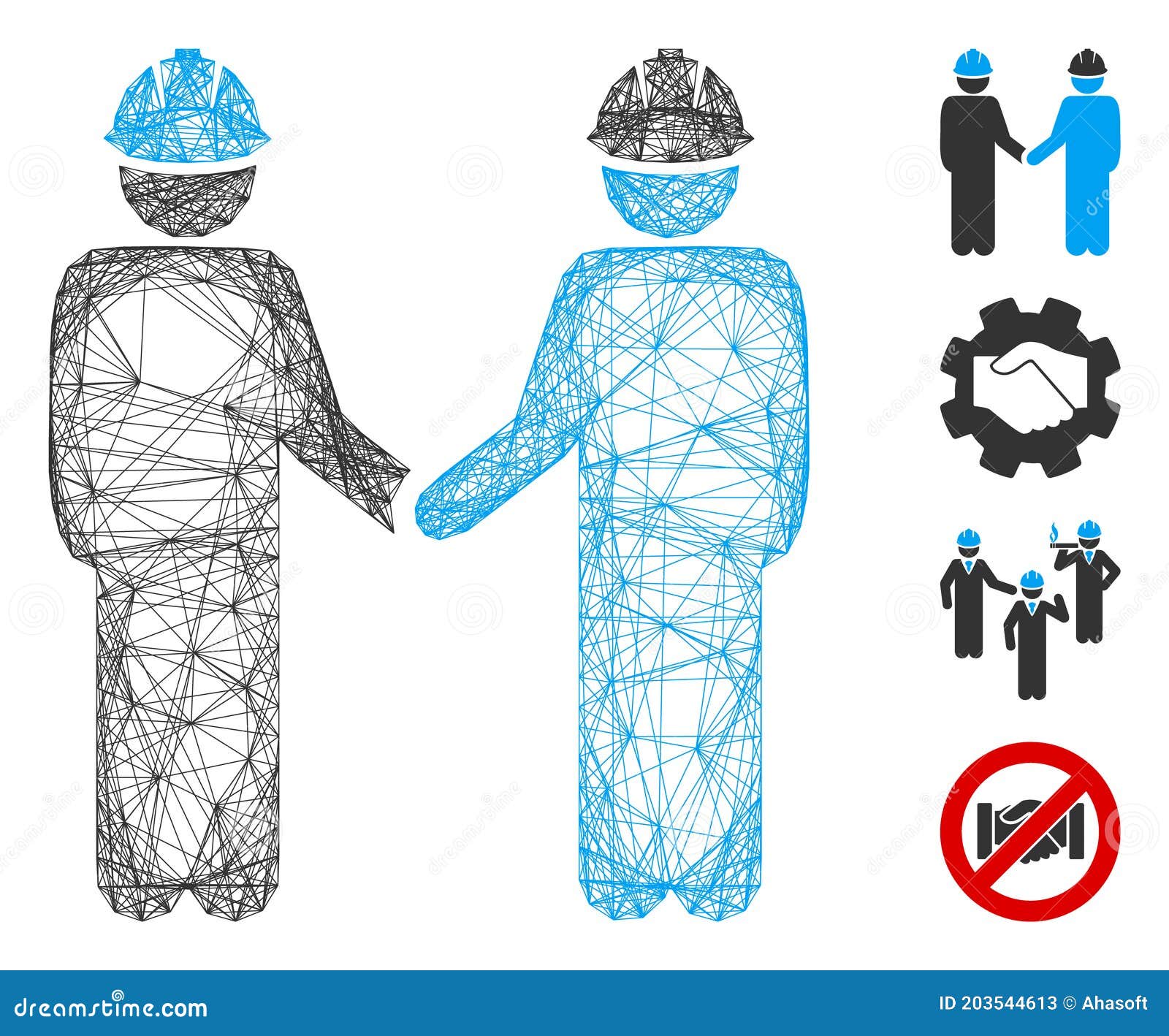 Linear Engineer Persons Handshake Vector Mesh Stock Illustration ...