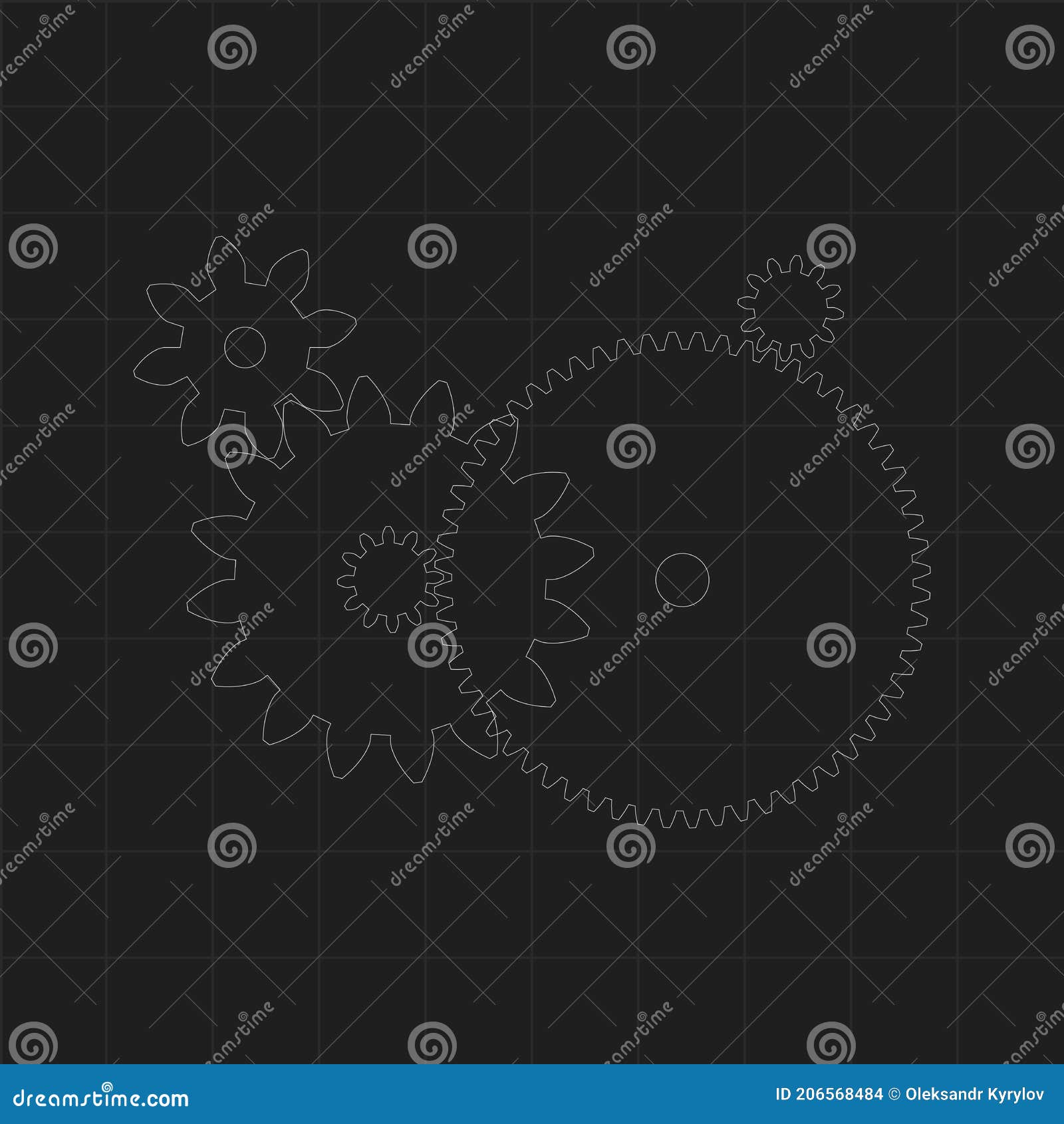 Linear Engineering Mechanical Cog Wheels, Machinery Gears, Mechanism ...