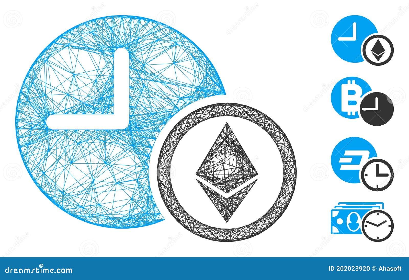 Linear Ethereum Credit Clock Vector Mesh Stock Vector - Illustration of ...