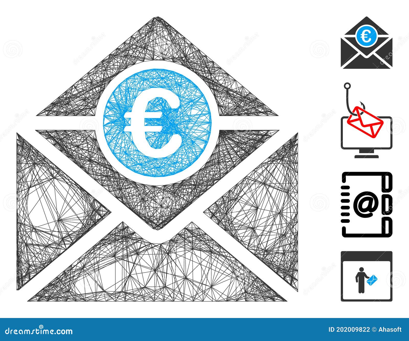 Linear Euro Mail Vector Mesh Stock Illustration - Illustration of ...