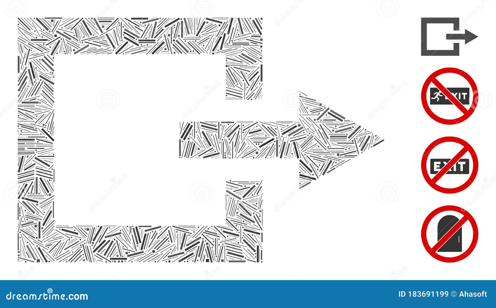 Linear Exit Icon Vector Collage Stock Illustration - Illustration of ...