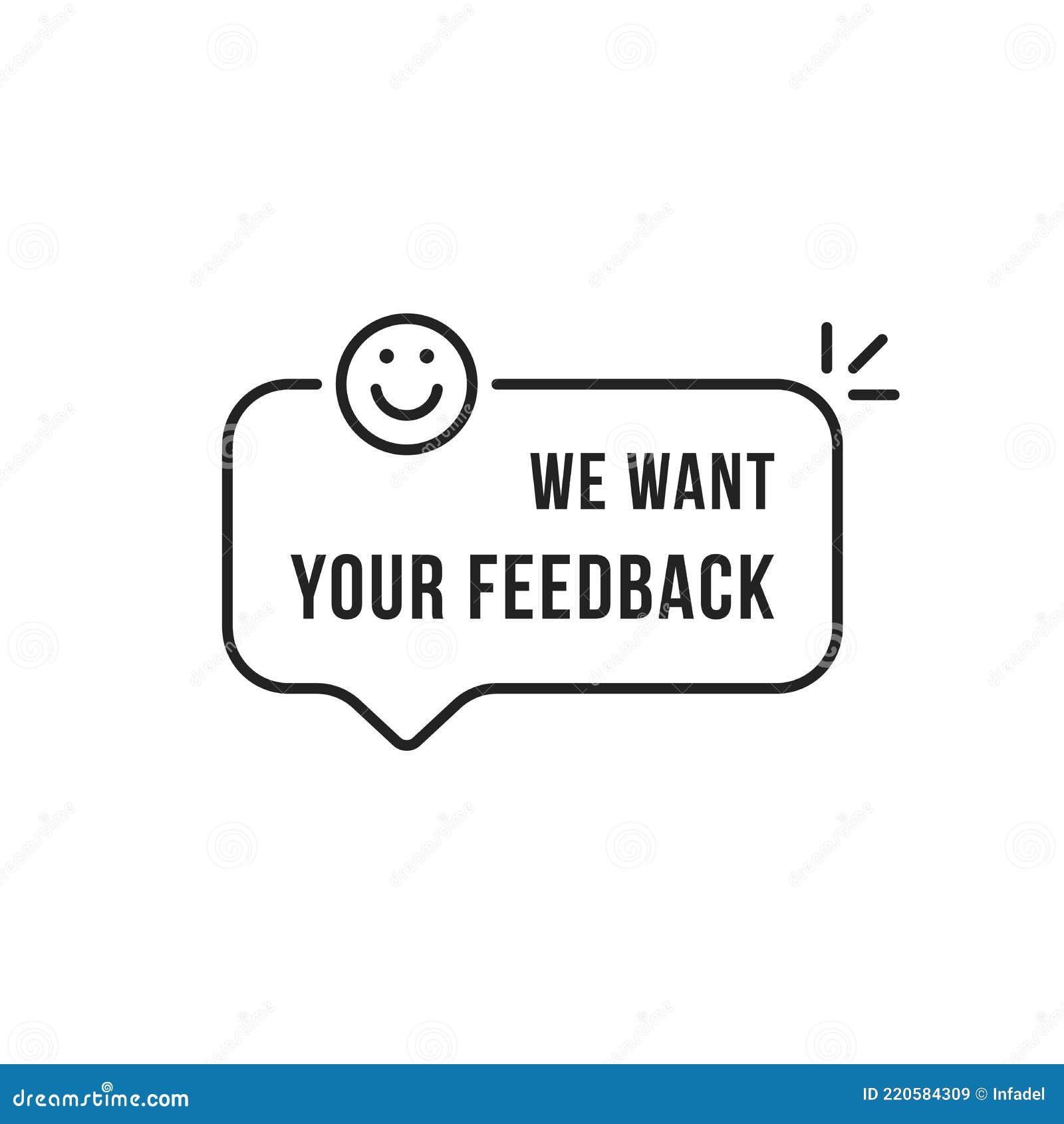 Linear Feedback Speech Bubble with Smile Stock Vector - Illustration of ...