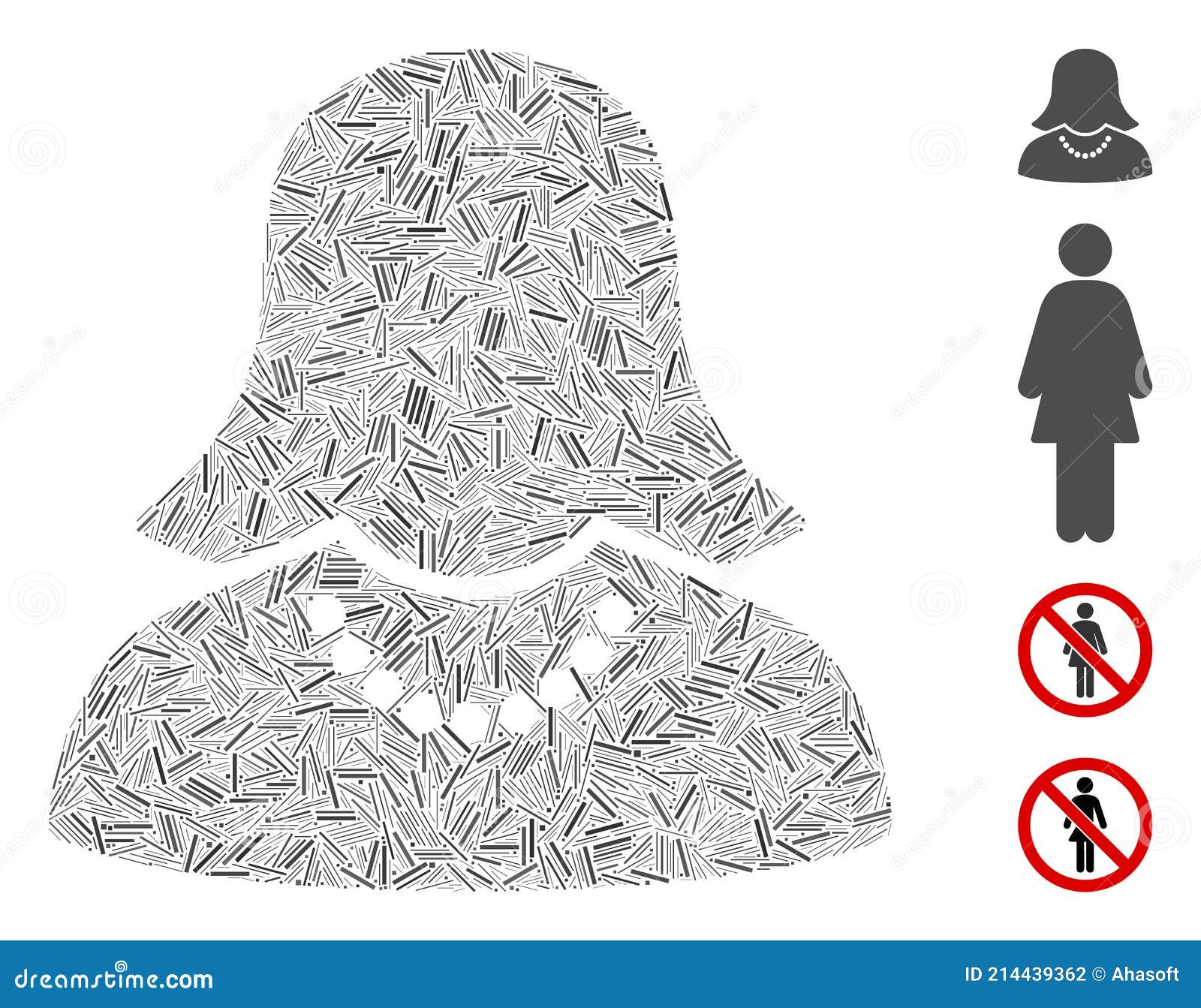 Linear Female Icon Vector Collage Stock Vector - Illustration of symbol ...