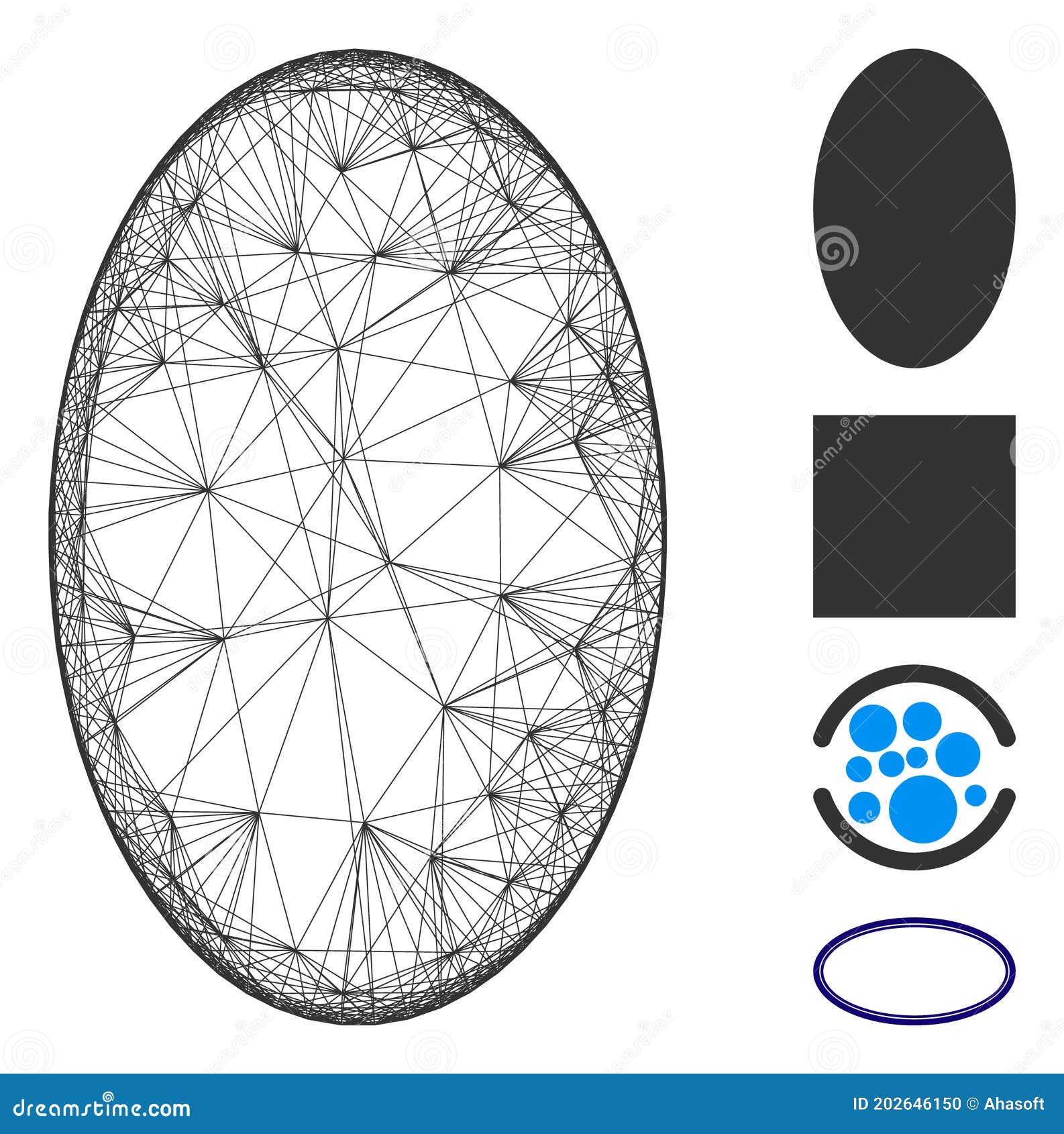 Linear Filled Ellipse Vector Mesh Stock Vector - Illustration of icon ...