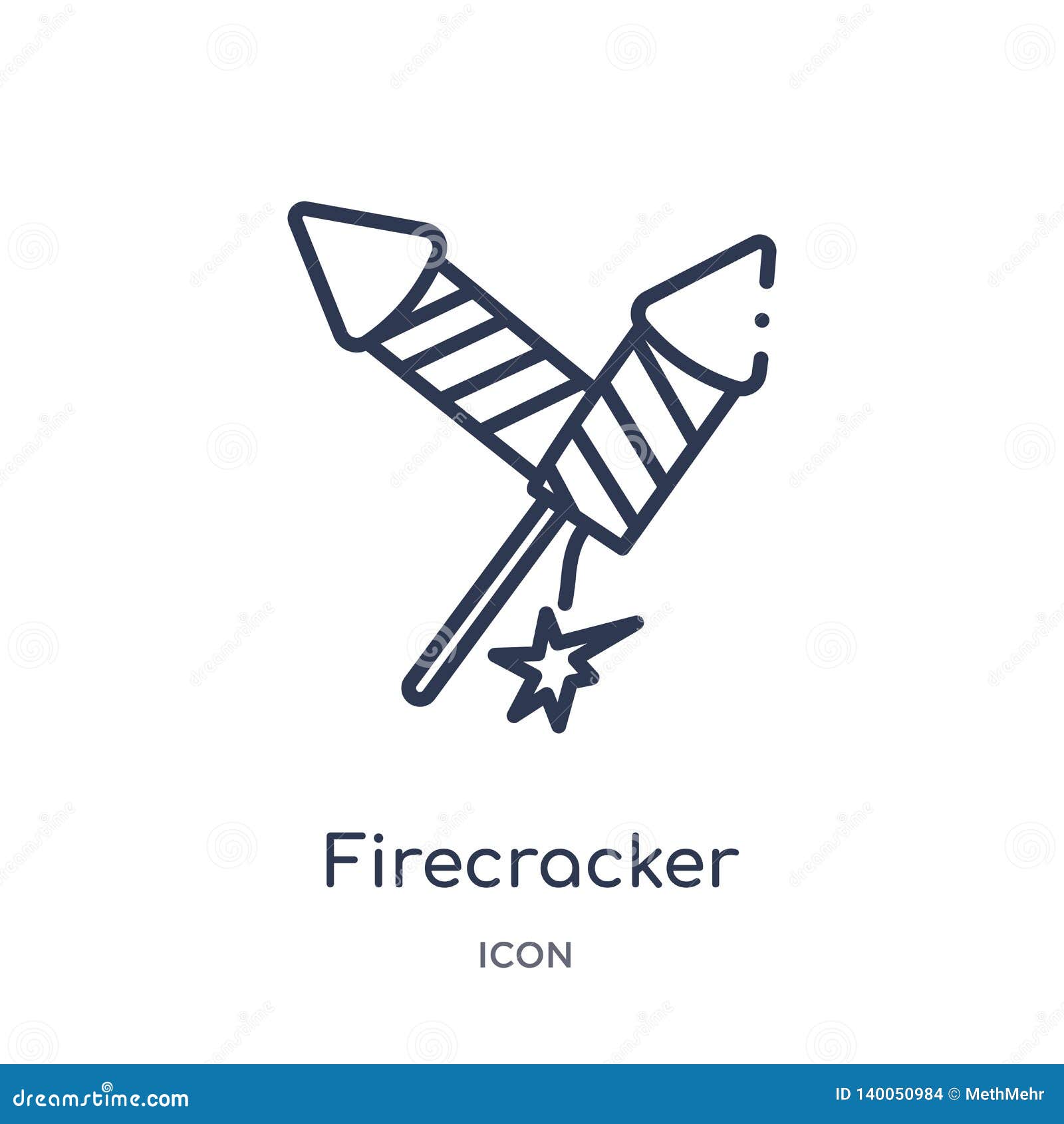 Linear Firecracker Icon from Christmas Outline Collection. Thin Line ...