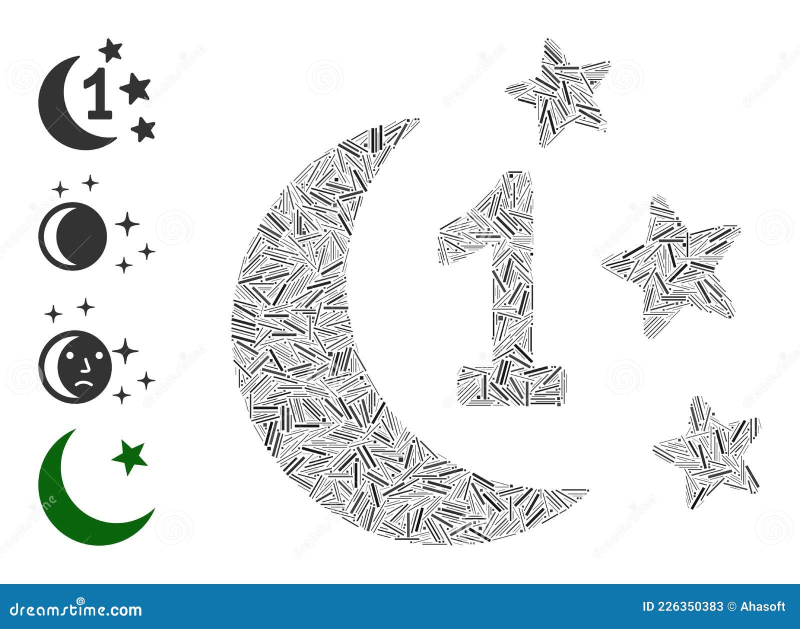 Linear First Moon Night Icon Vector Mosaic Stock Vector - Illustration ...