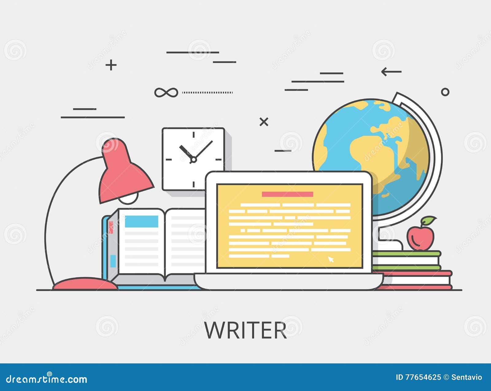 Linear Flat Copywriting Writer Service Vector Stock Vector ...