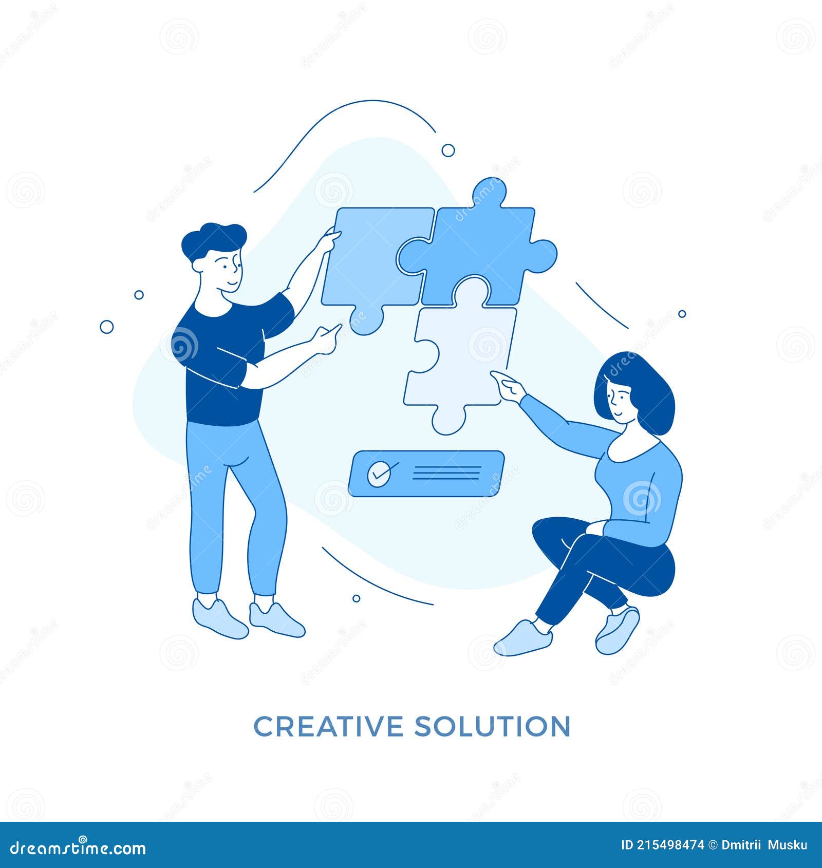 Linear Flat Creative Solution Concept. Teamwork Concept, Finding ...