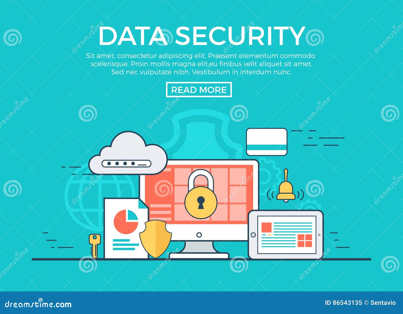 Linear Flat Data Security Infographics Vector. App Stock Vector ...