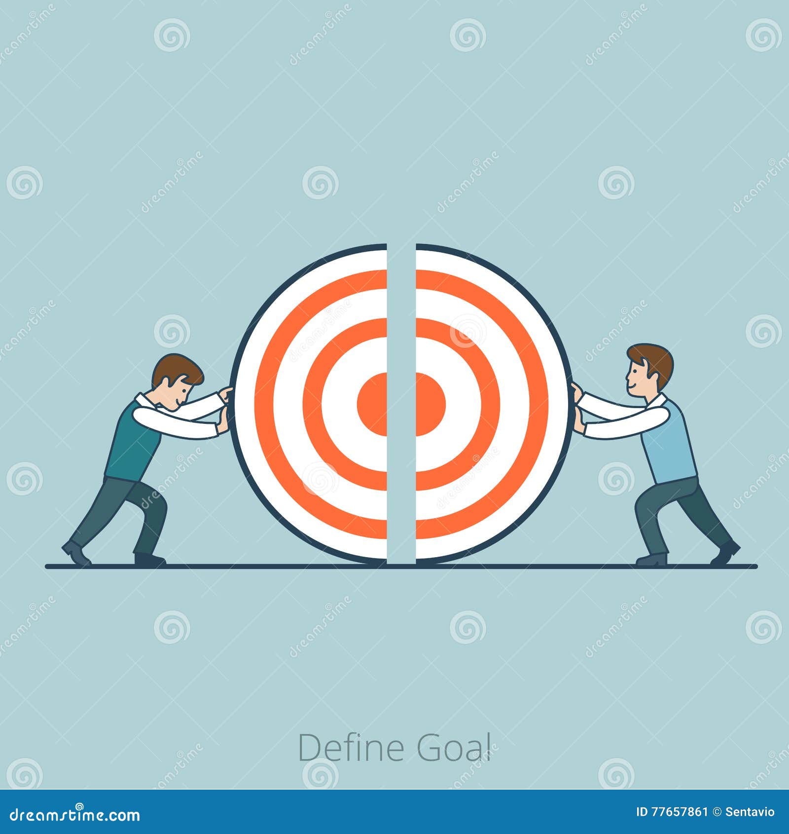 Linear Flat Define Goal Business Men Pushing Stock Vector ... Linear Flat Define Goal Business Men Pushing Stock Vector ...