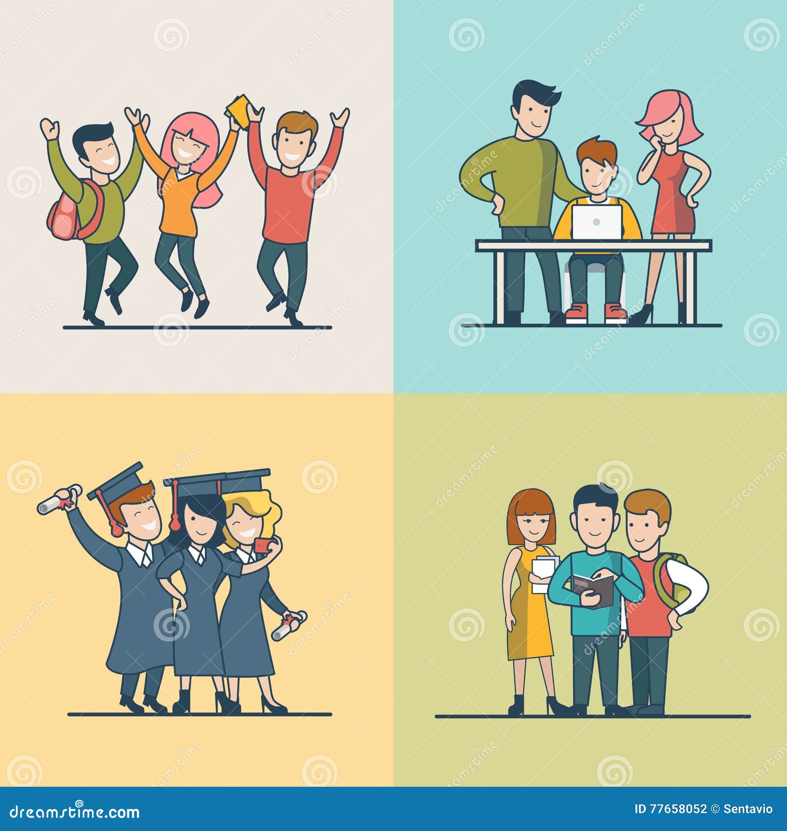 Linear Graduation Cap Icon From Education Outline Collection. Thin Line ...