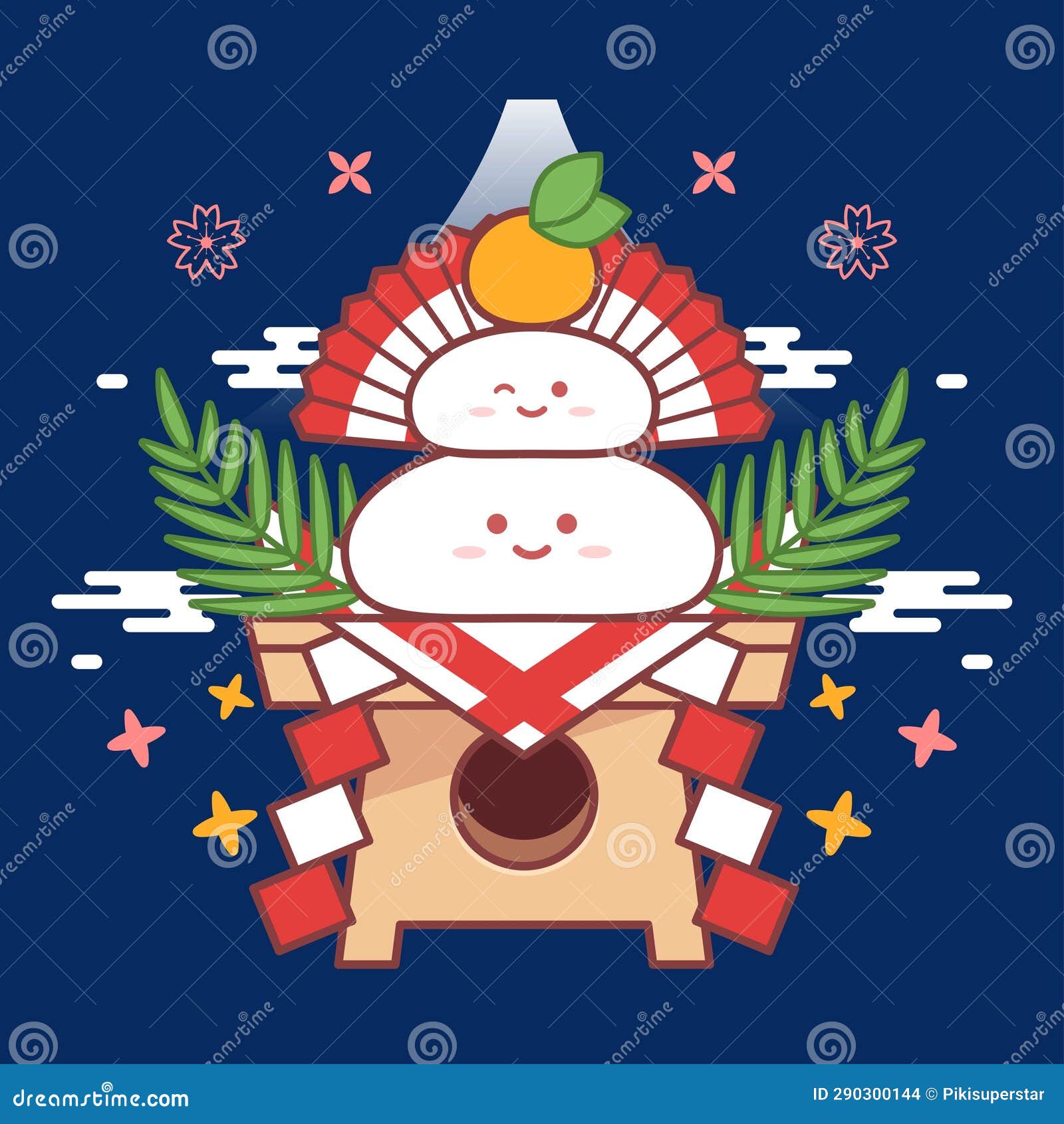 Linear Flat Kagamimochi Vector Design Illustration Stock Vector ...