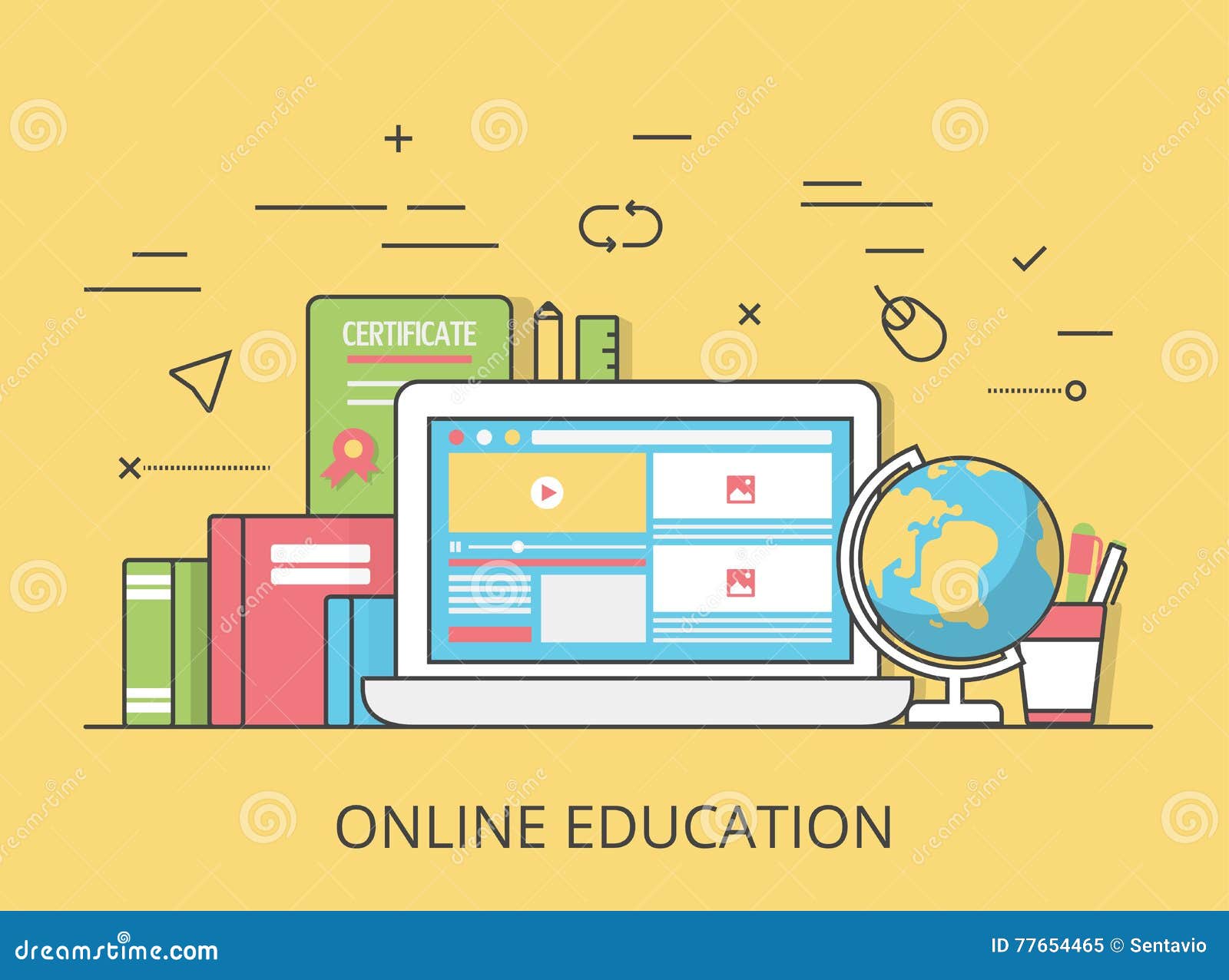 Linear Flat Online Education Website Vector Stock Vector - Illustration ...