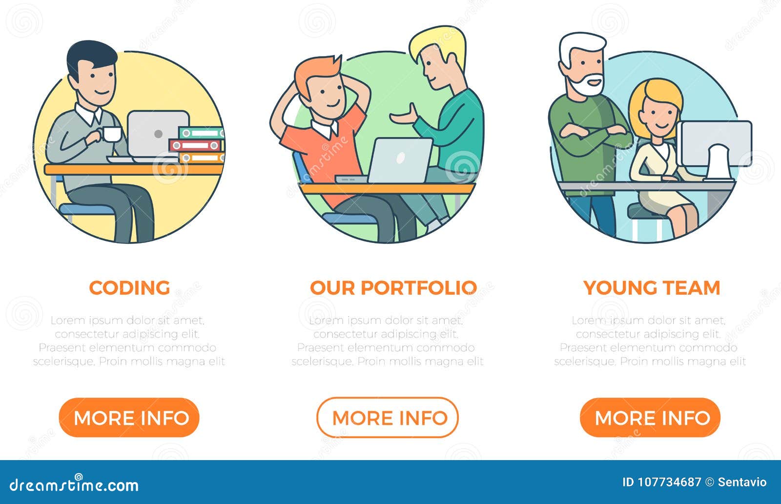 Linear Flat Page Web Design Template Vector. Busin Stock Illustration ...