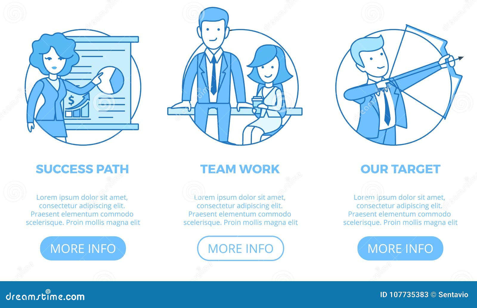 Linear Flat Page Web Design Template Vector. Busin Stock Illustration ...