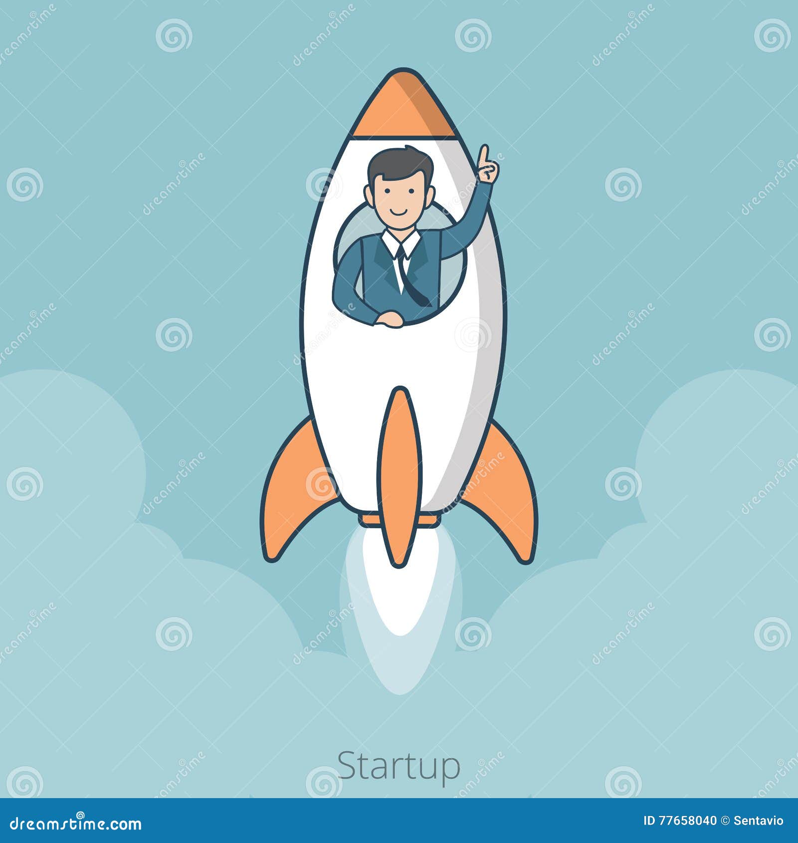Rocket Flying Doodle Crayon Style Drawing Vector Illustration ...