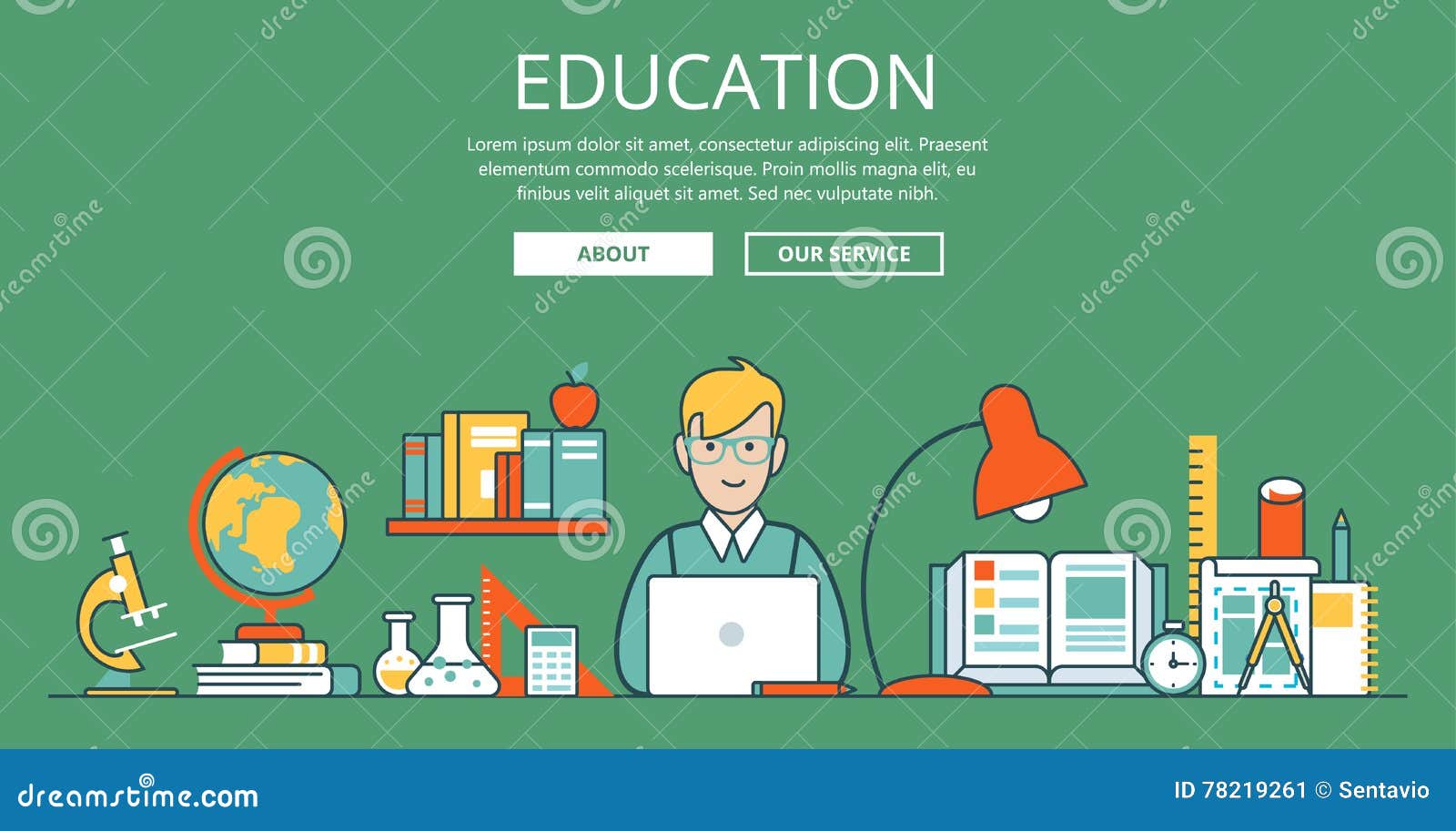 Linear Flat Student Laptop Education Website Vecto Stock Vector ...
