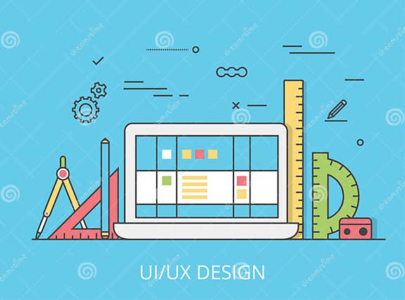 Linear Flat UI/UX Interface Design Web Site Vector Stock Vector ...