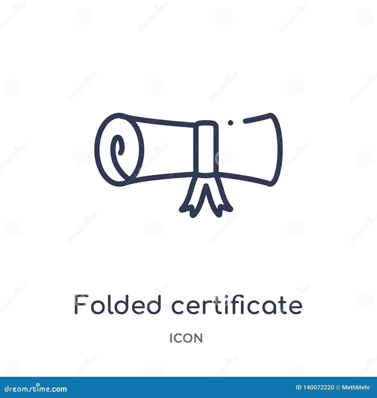 Linear Folded Certificate Icon from Education Outline Collection. Thin ...