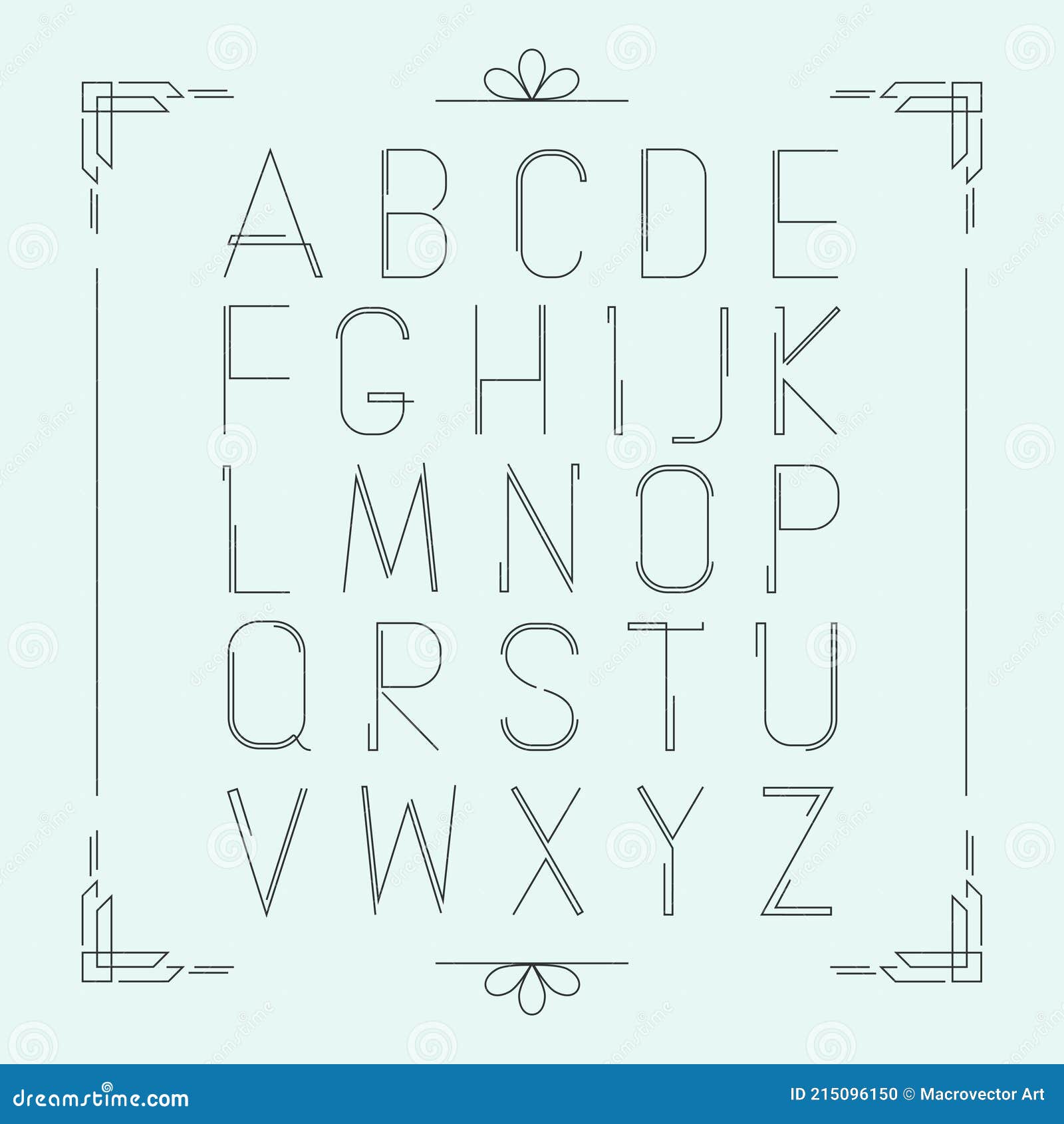 Linear Font, Latin Vector Thin Line Alphabet Stock Vector ...