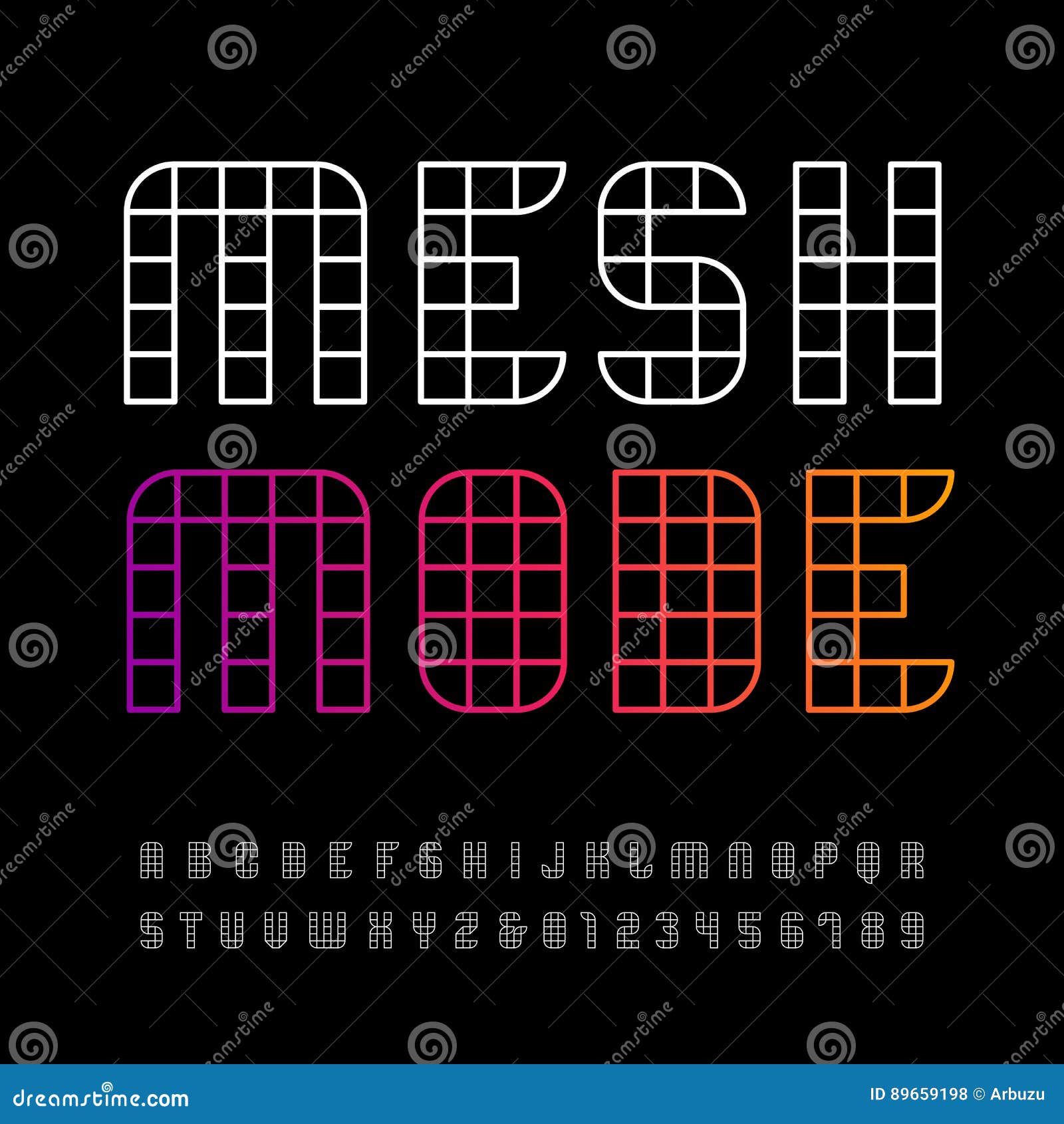 Linear Font. Vector Alphabet with Mesh Effect Letters and Number Stock ... Linear Font. Vector Alphabet with Mesh Effect Letters and Number Stock ...