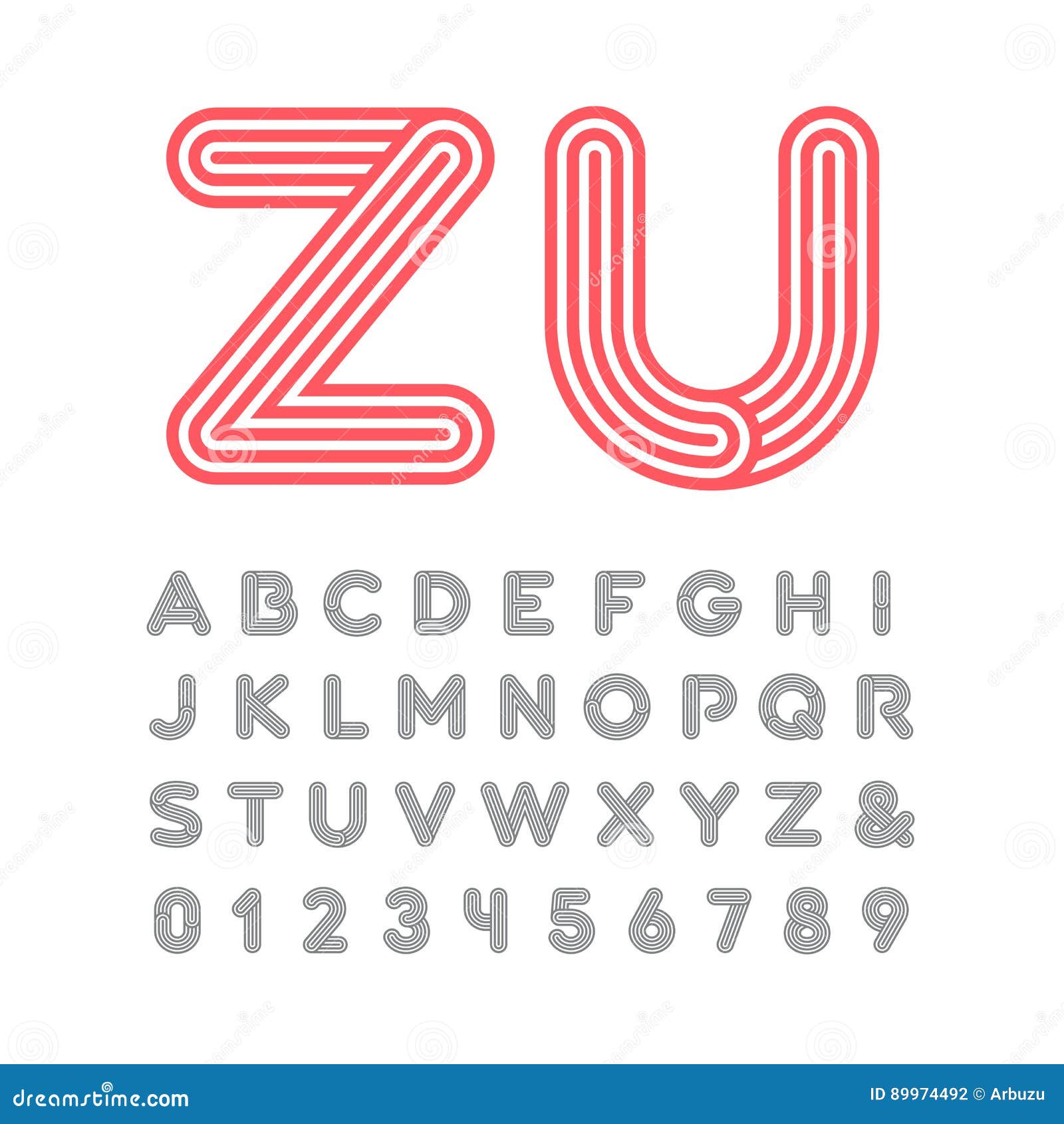 Linear Font. Vector Alphabet With Stripes Effect Letters And Numbers ... Linear Font. Vector Alphabet With Stripes Effect Letters And Numbers ...