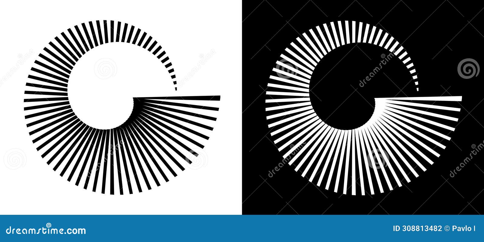Linear Form of Spiral, Line Rotation Set Stock Vector - Illustration of ...