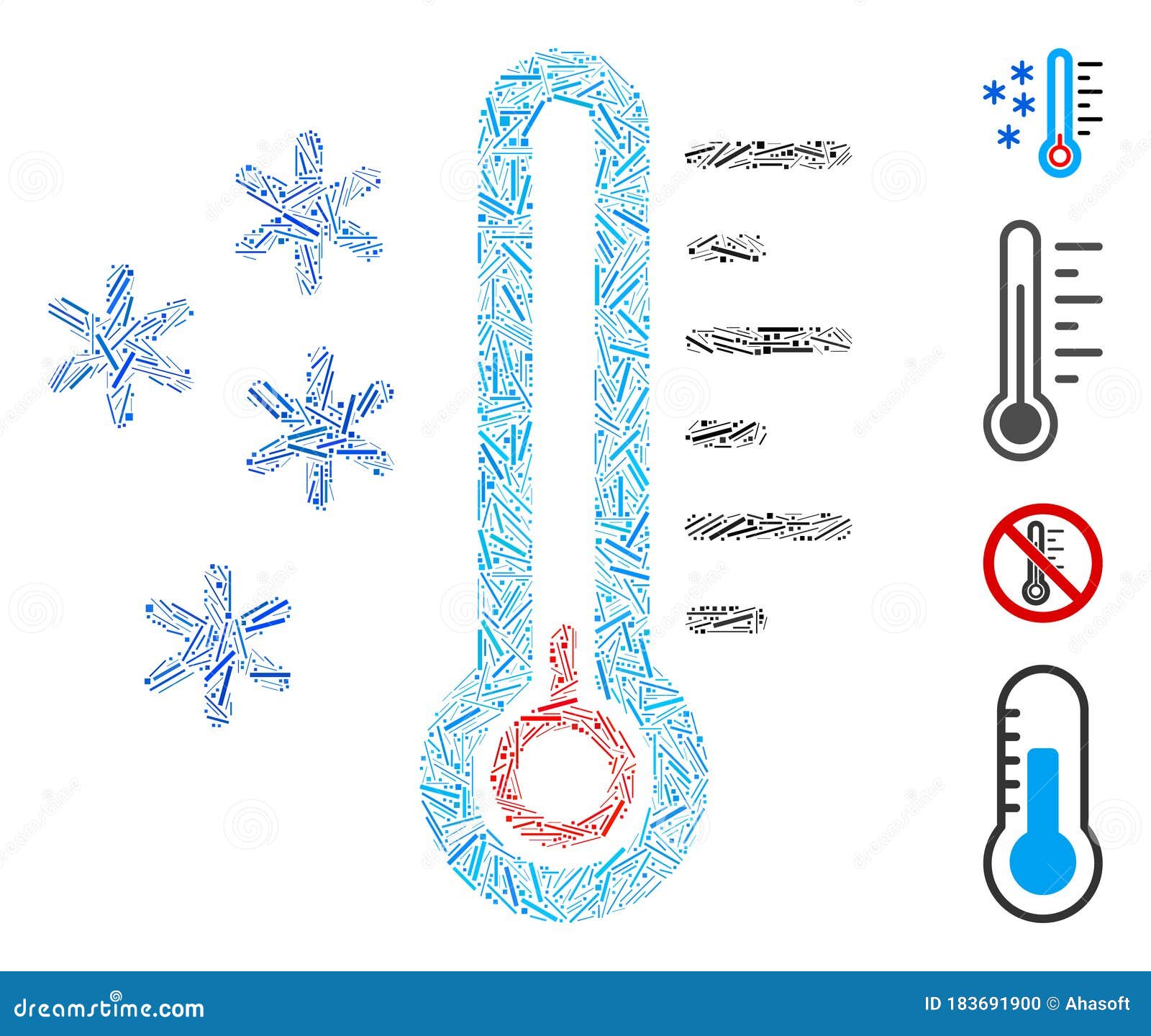 Linear Frost Temperature Icon Vector Collage Stock Illustration ...