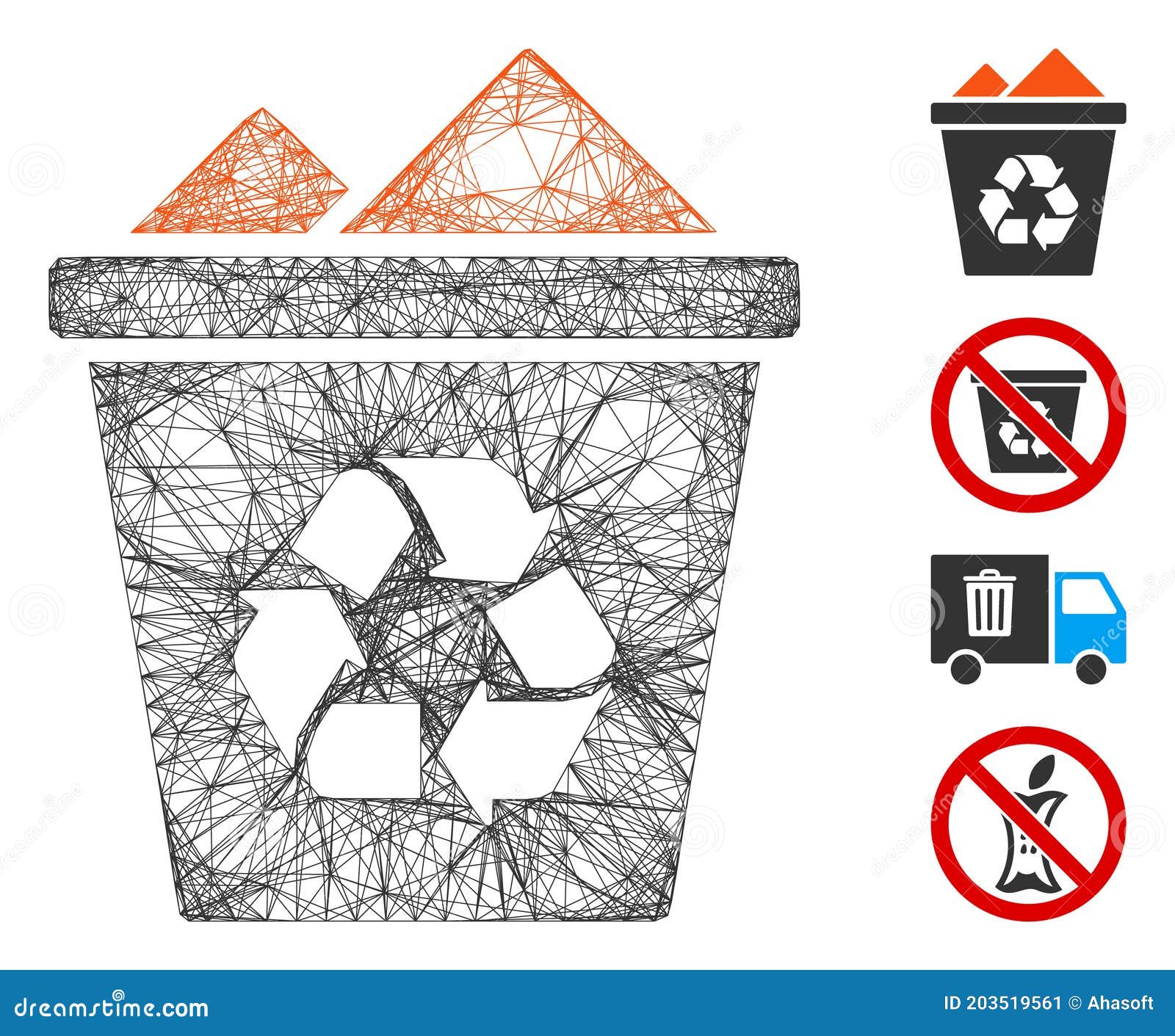 Linear Full Recycle Bin Vector Mesh Stock Illustration - Illustration ... Linear Full Recycle Bin Vector Mesh Stock Illustration - Illustration ...