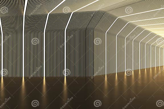 Linear Futuristic Brown Corridor with Reflections. Designs Concept ...