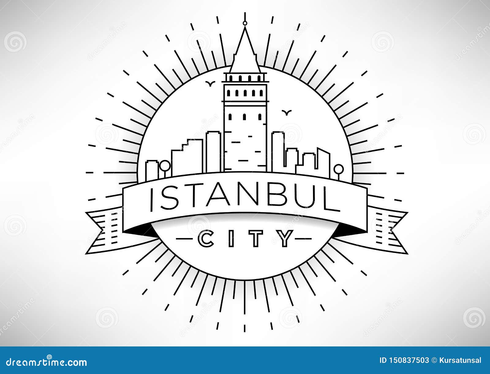 Linear Galata Tower Istanbul Icon Design Stock Vector - Illustration of ...