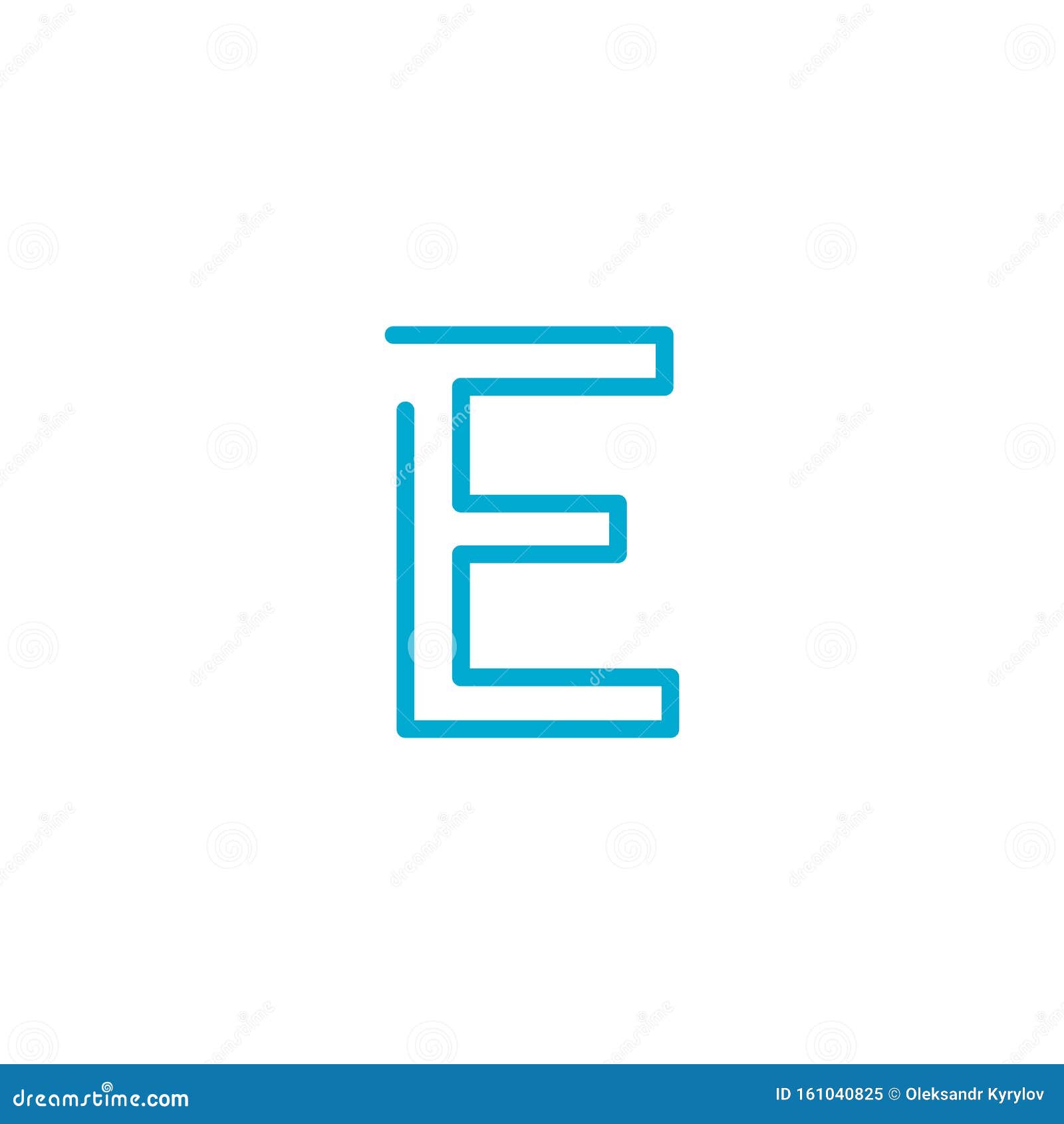 Linear Geometric Outline Alphabet Letter E, Simple Logo Design, Blue ...
