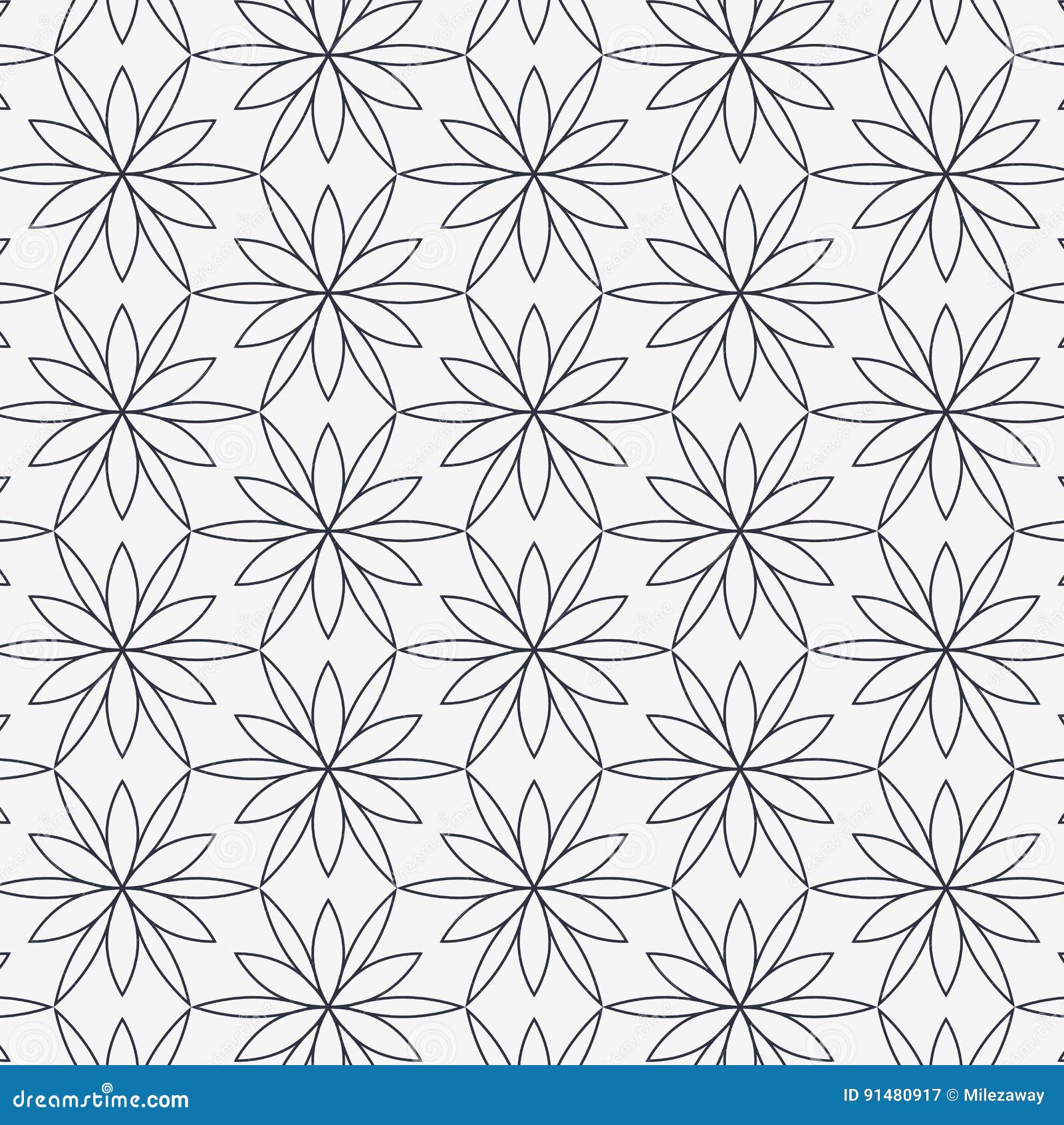 Linear Geometric Pattern, Repeating with Abstract Flower Stock Vector ...