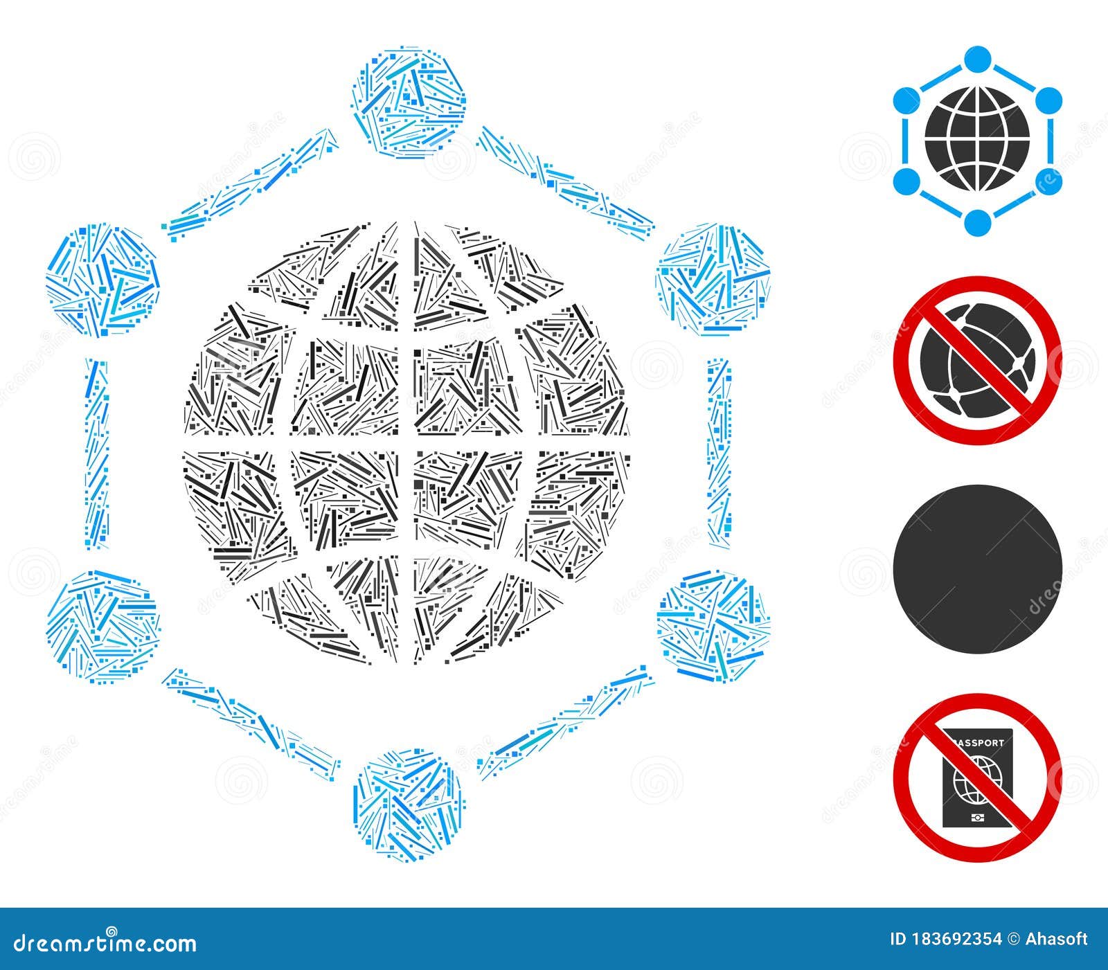 Linear Global Frame Icon Vector Collage Stock Illustration ...
