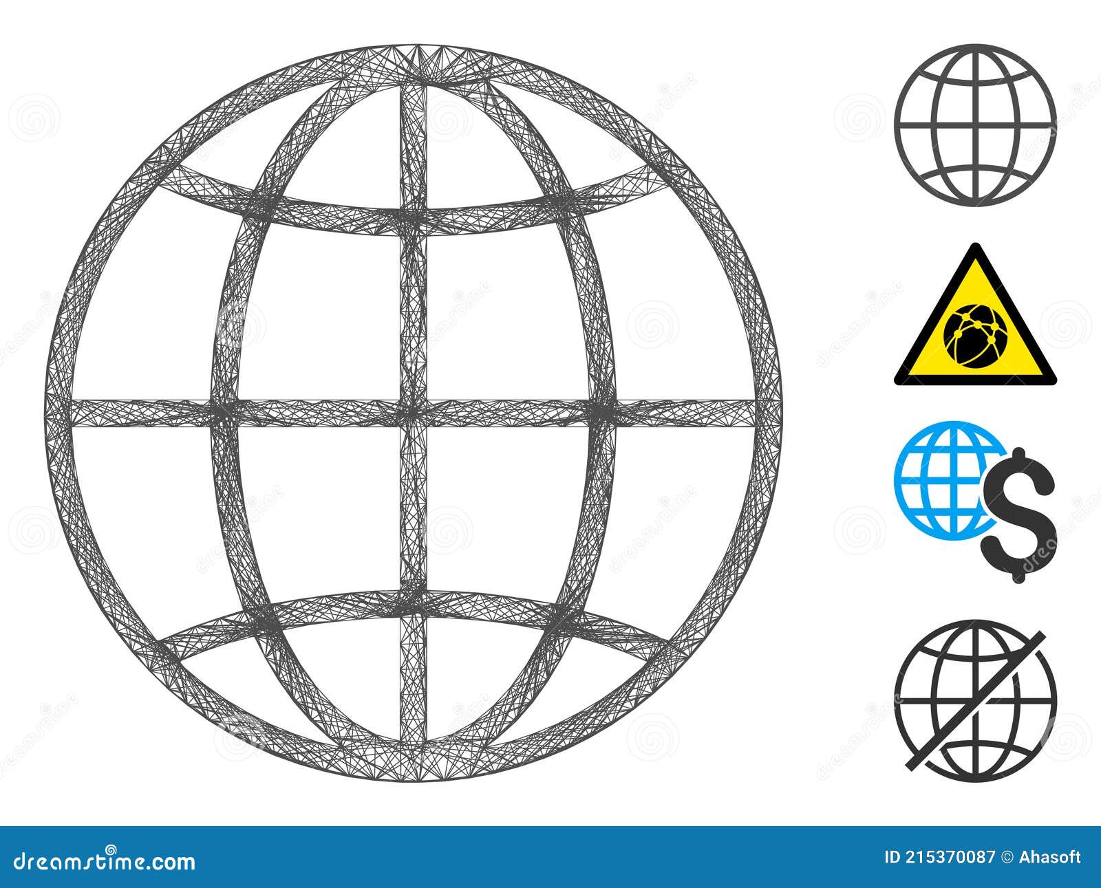 Linear Globe Vector Mesh stock vector. Illustration of earth - 215370087