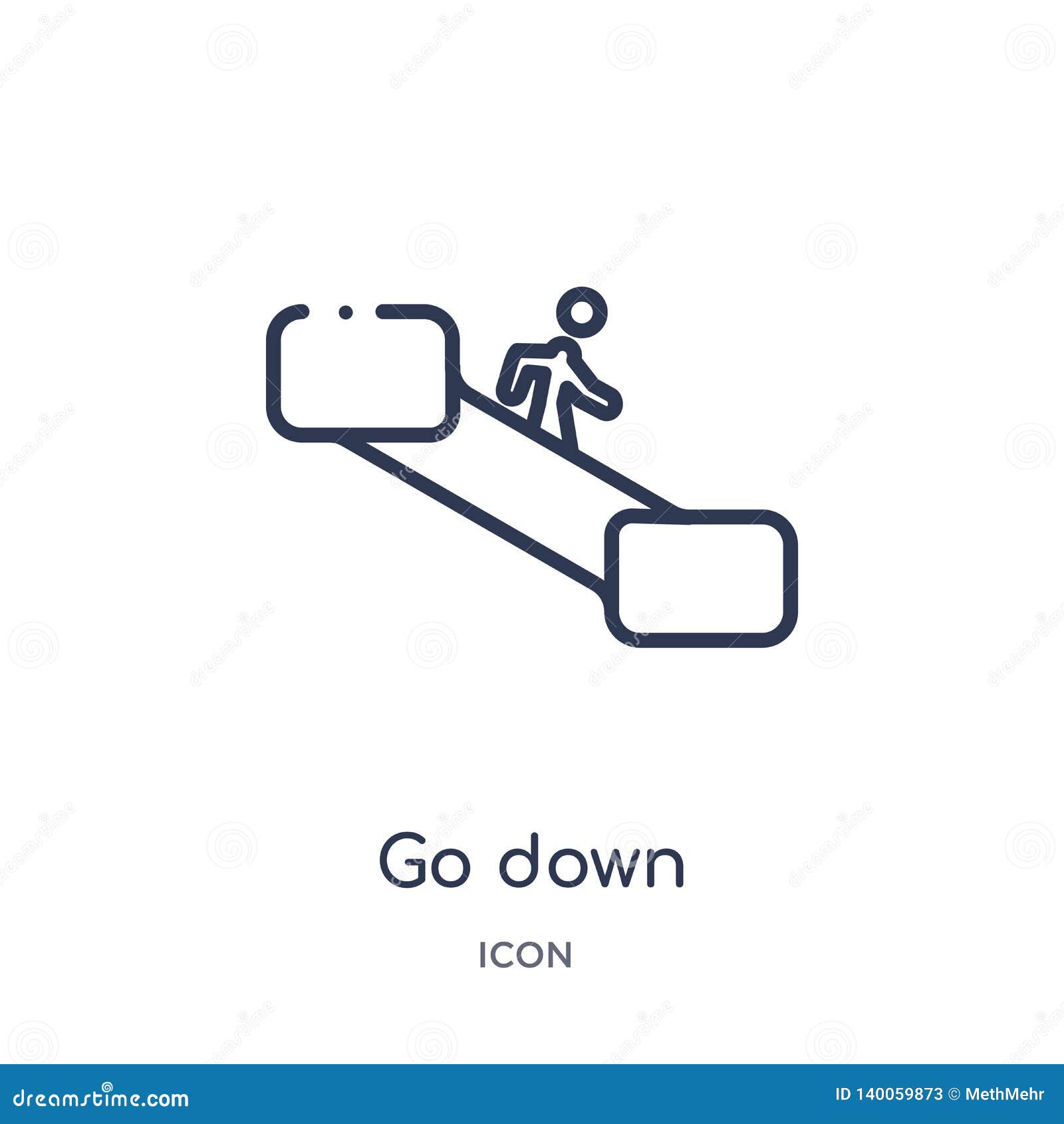 Linear Go Down Icon from Accommodation Outline Collection. Thin Line Go ...