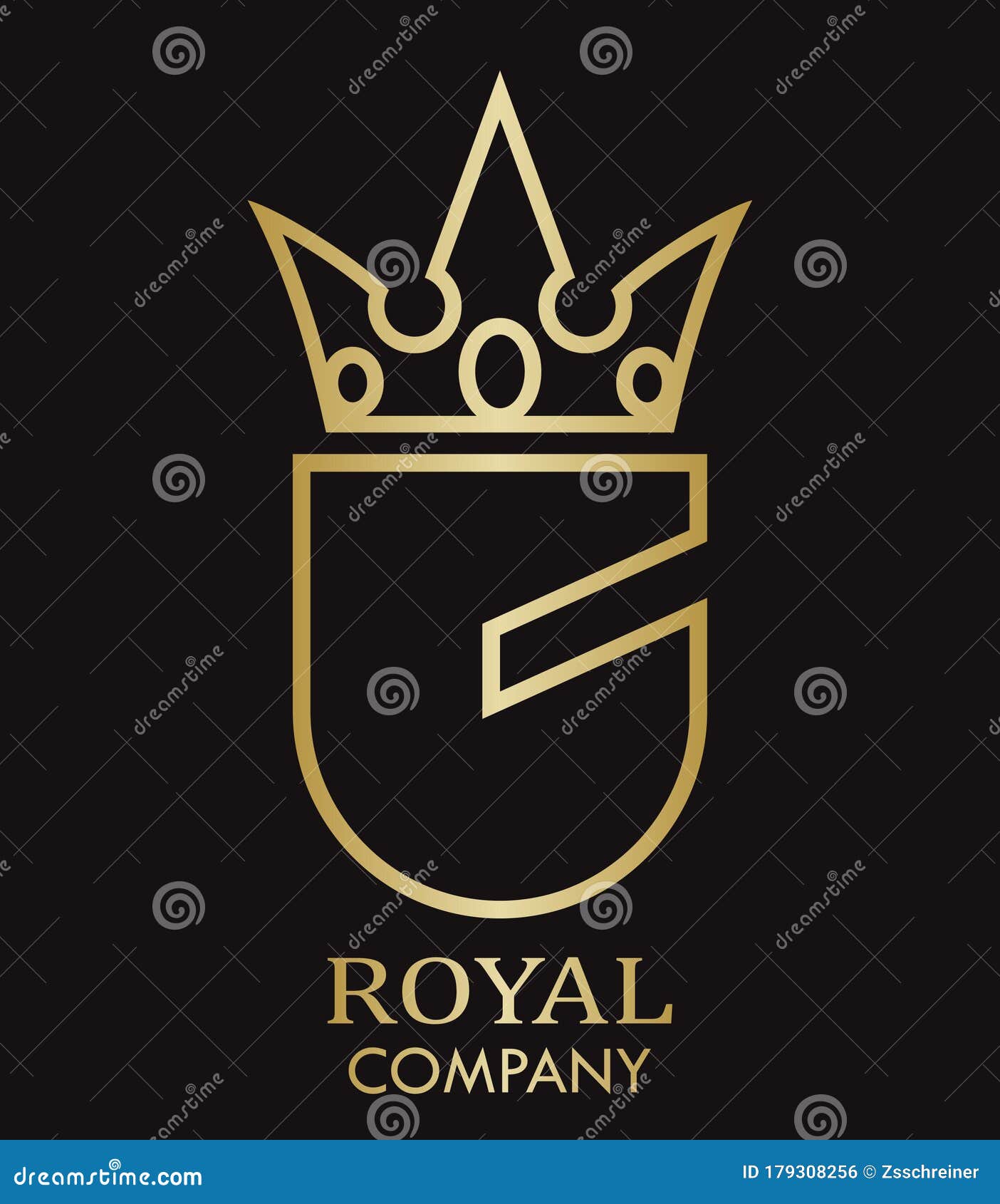 Linear Golden Shield Crown Heraldry Shield Logo Design Stock Vector ...