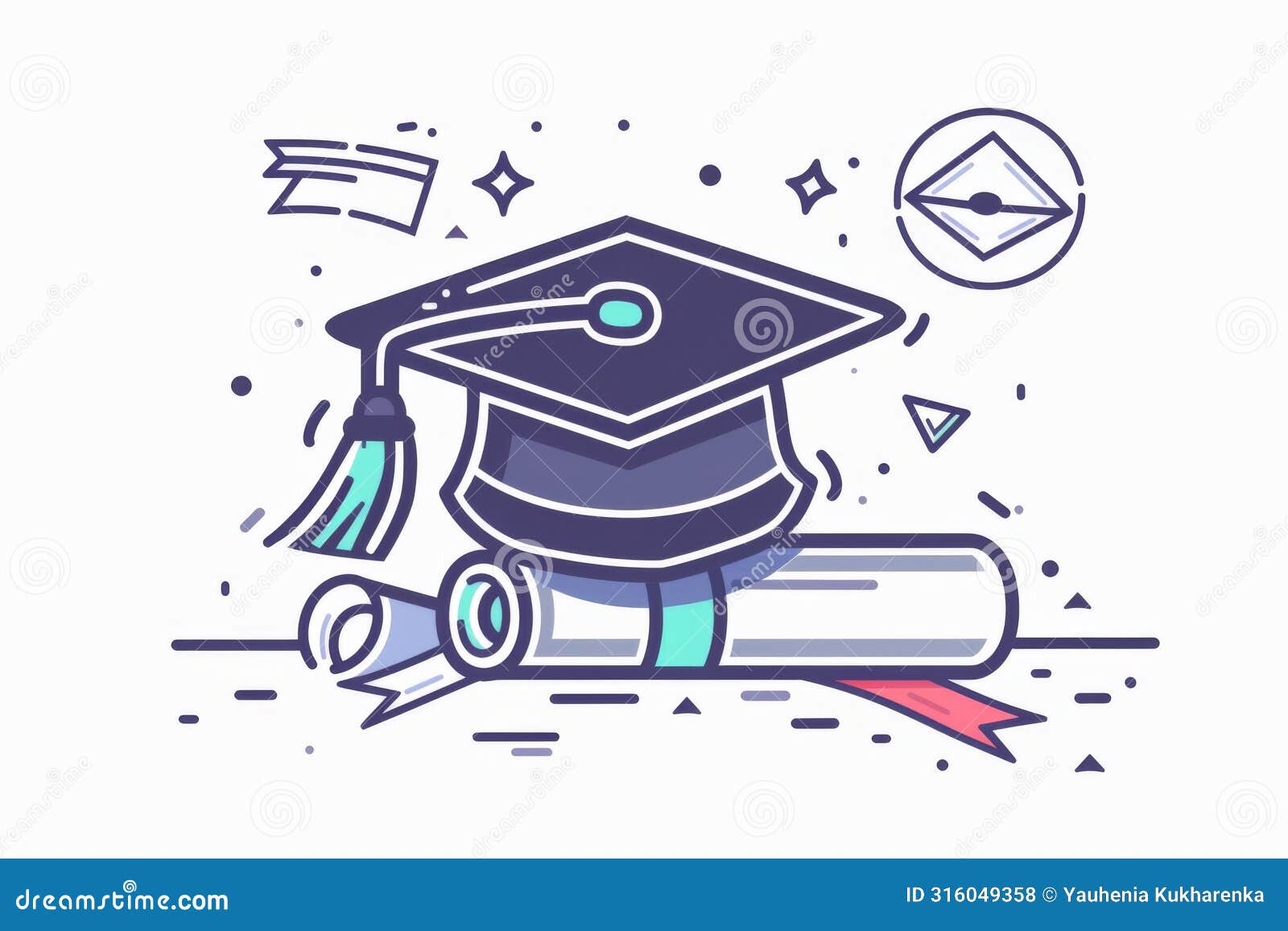 Minimalist Degree Logo With Convocation Cap In Black. Silhouette Vector ...