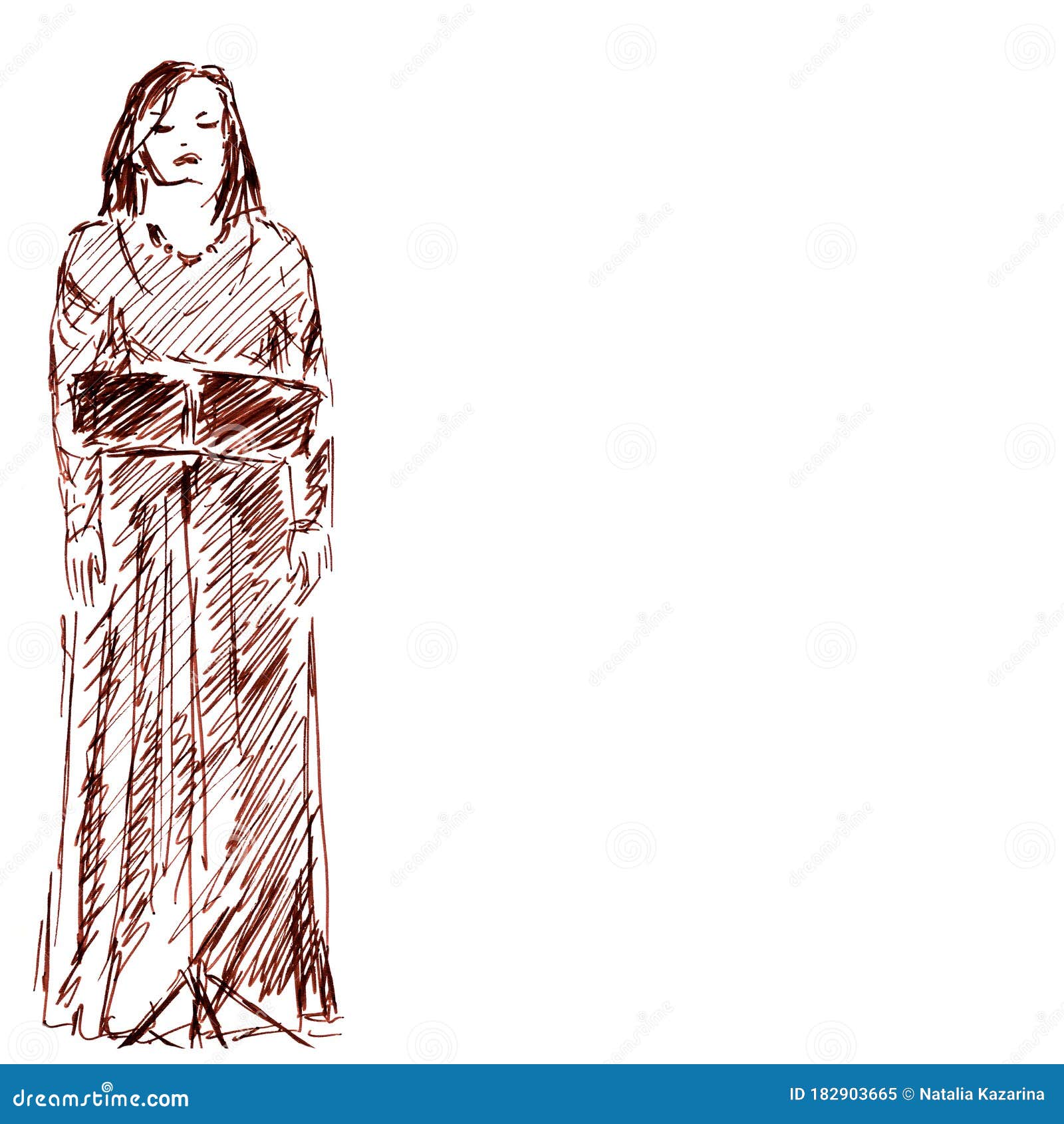 Linear Graphic Drawing Classical Singer on a White Background Stock ...