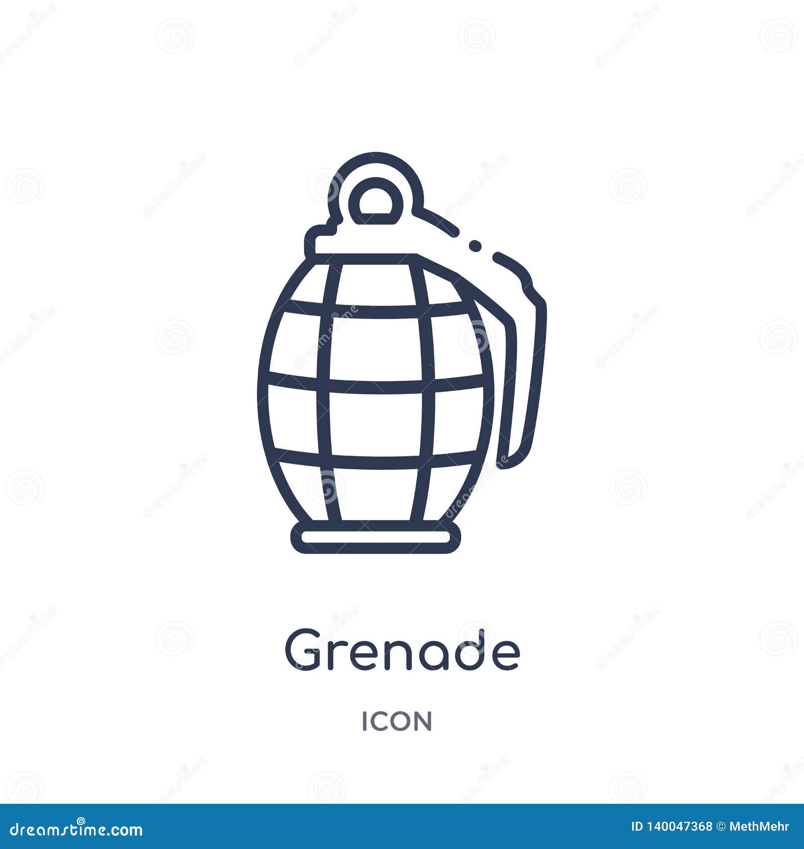 Grenade Thin Line Icon. Fragmentation Grenade Vector Illustration ...
