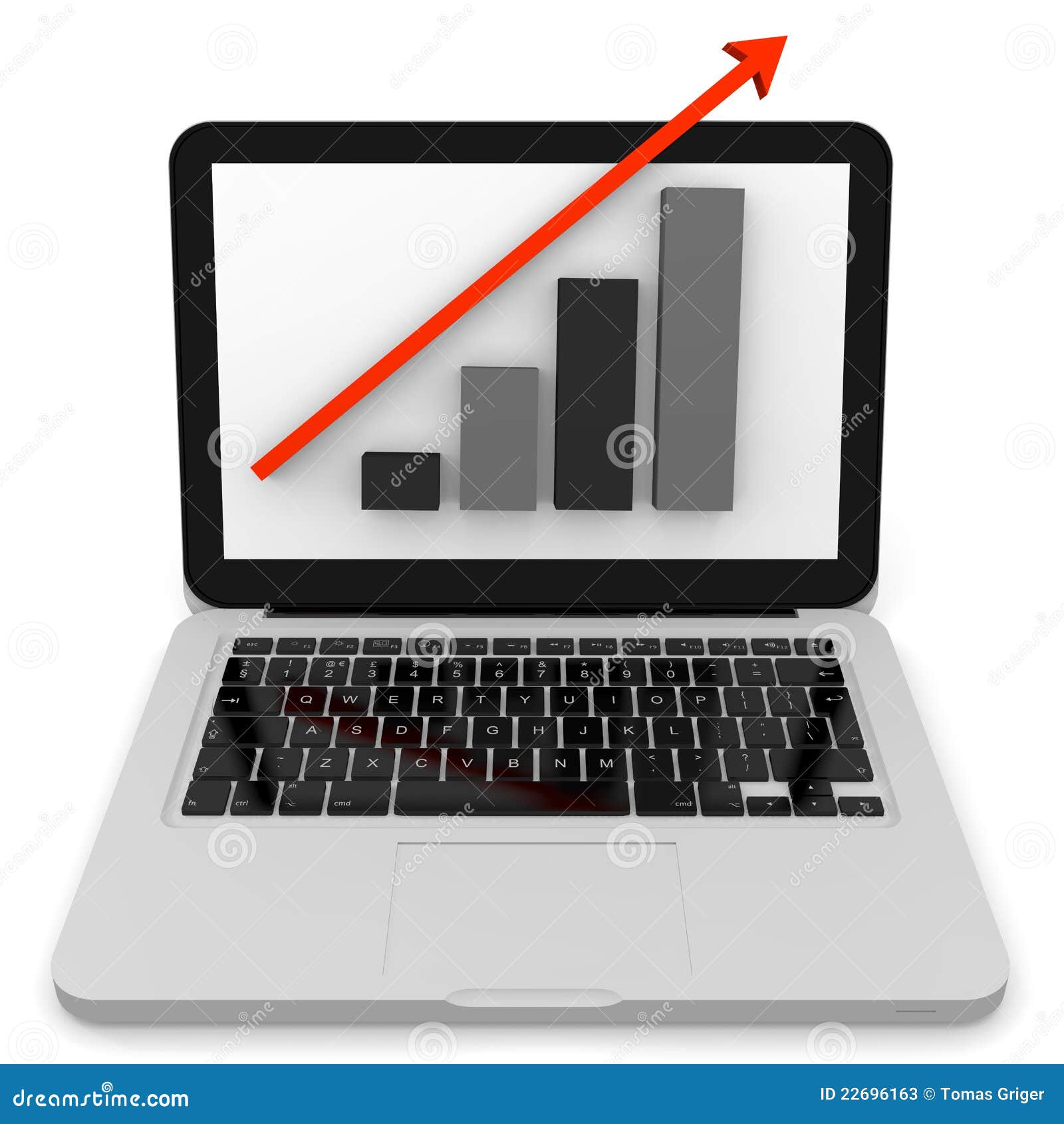 Linear Growth on a Modern Laptop from the Front Stock Illustration ...