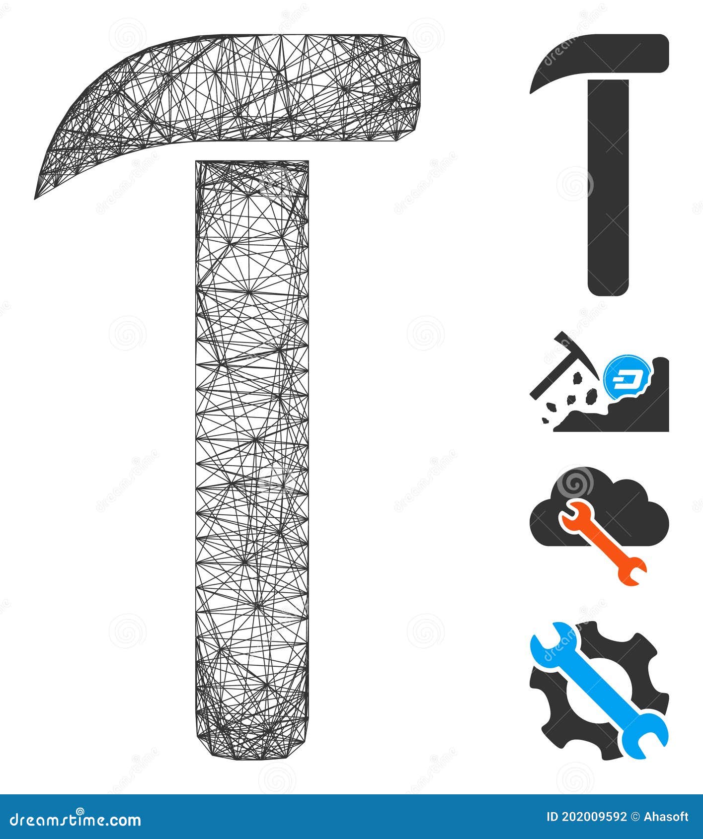 Linear Hammer Vector Mesh stock illustration. Illustration of geometric ...